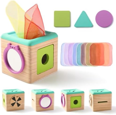 Wooden Baby Tissue Box Toy - Montessori Tissue Box Toy for Babies 12 ...