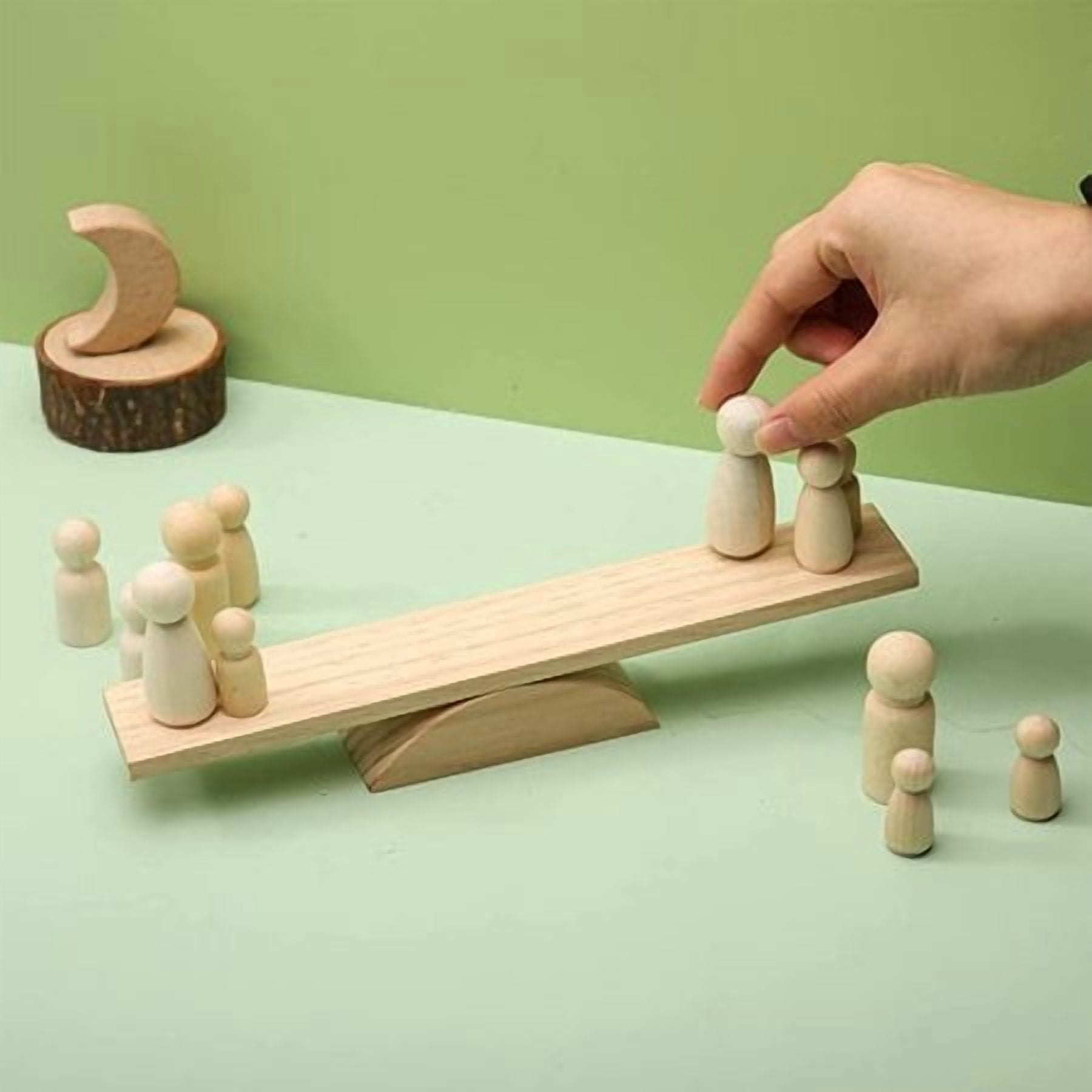Wooden Baby Toys Balance Counting Toys Math Games Unfinished Wooden Peg ...
