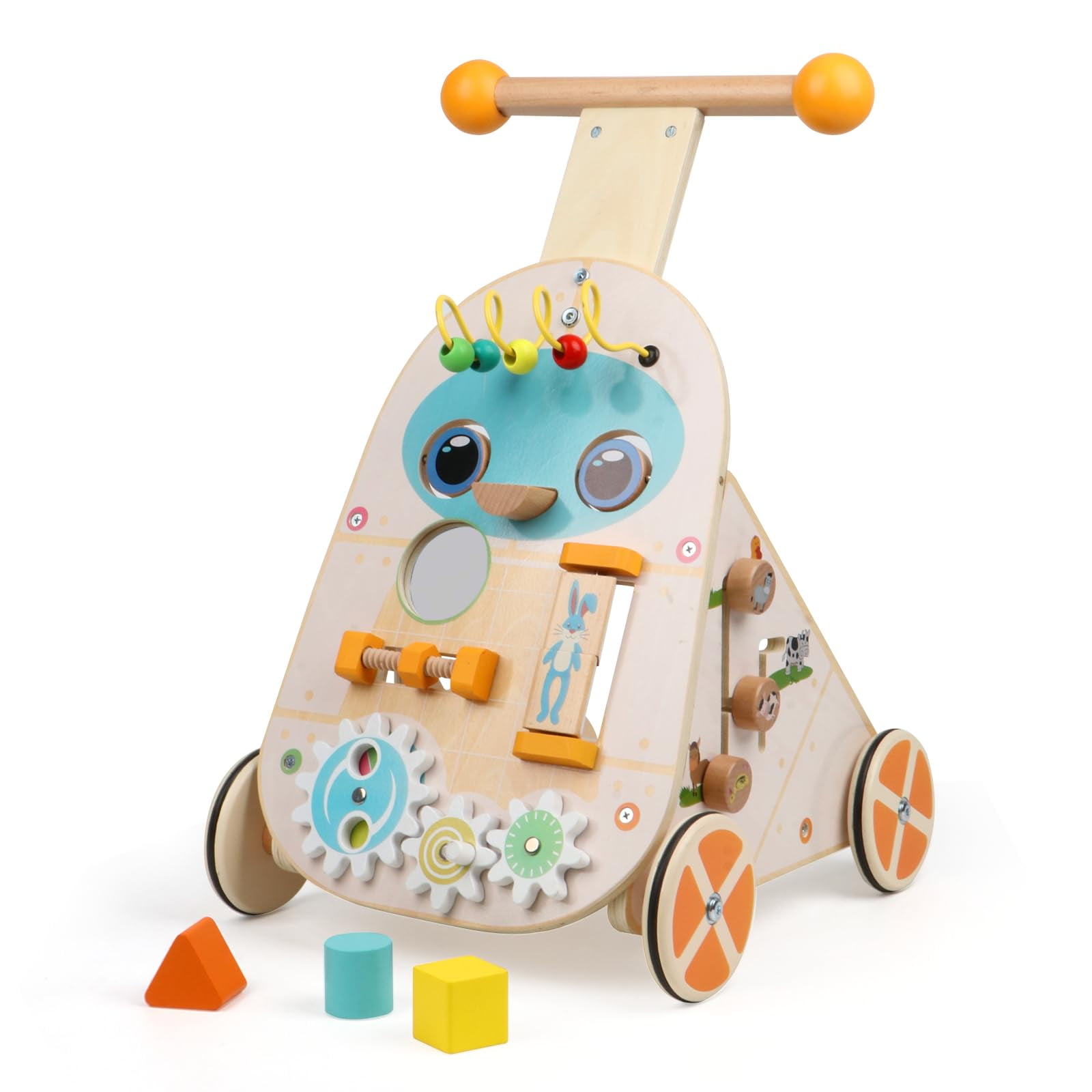 Wooden Baby Walker, Adjustable Speed Push And Pull Learning Activity ...
