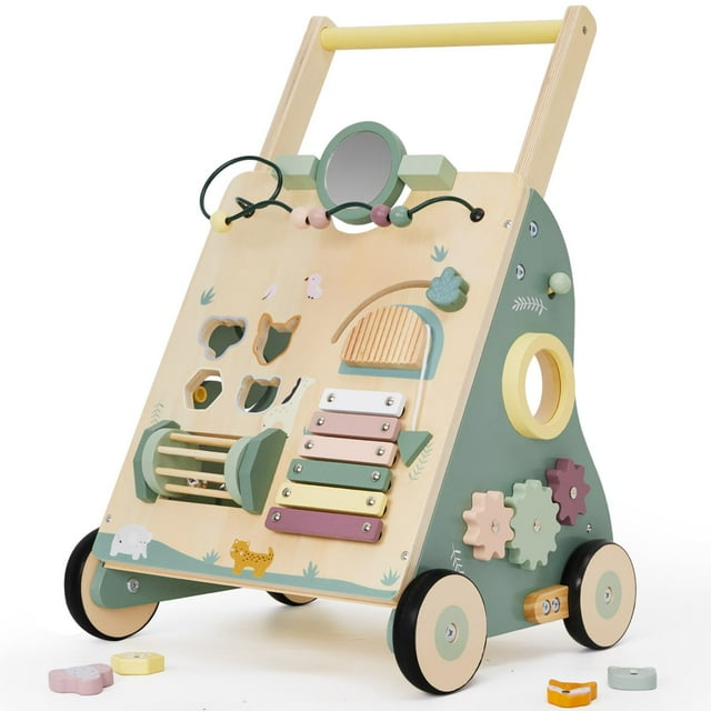 Wooden Baby Walker, Baby Push Walker, Adjustable Speed Baby Walker with ...