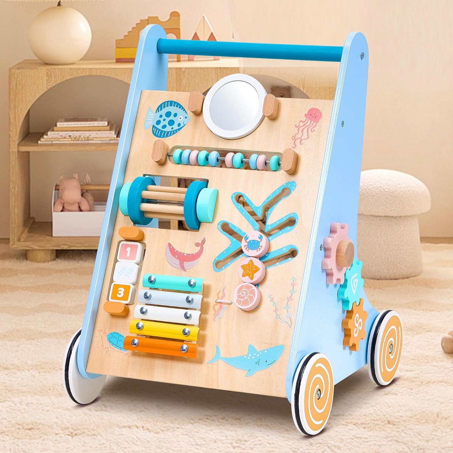 Wooden Baby Walker Push and Pull Learning Activity Walker, Baby Push ...