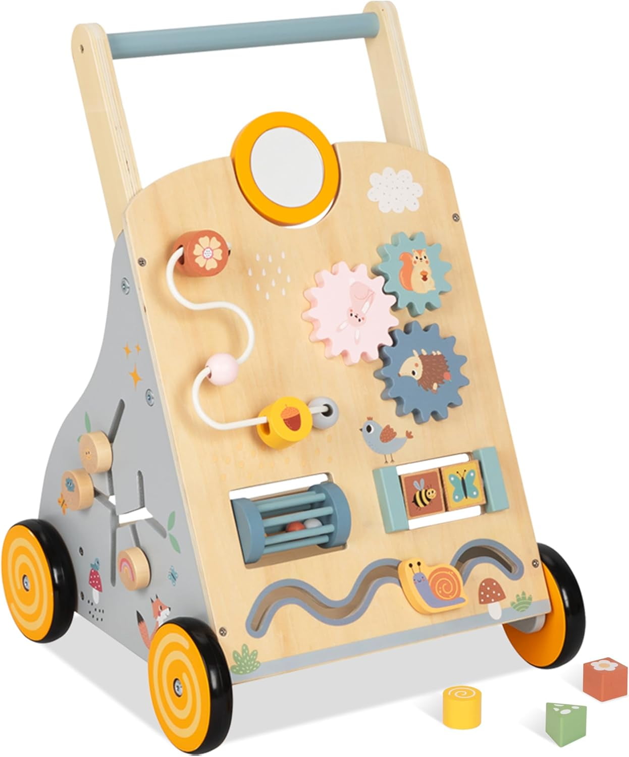 Wooden Baby Walker and Push Toy - Adjustable Height, Montessori ...