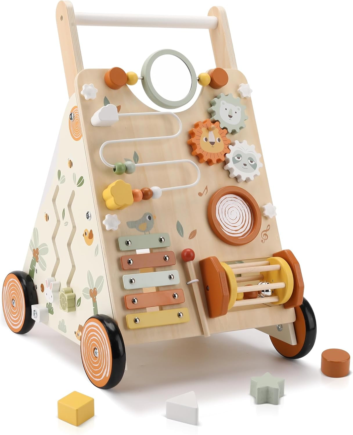 Sit-to-stand Walker Wooden Baby Push Walker With Activity Center ...