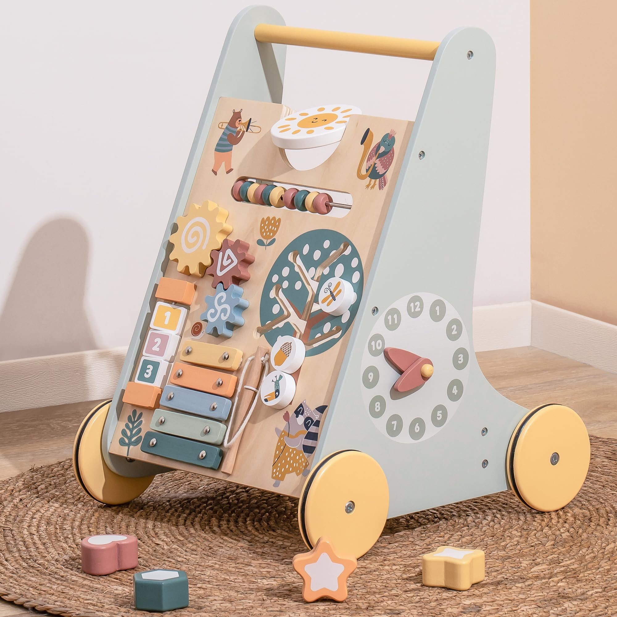 Wooden Baby Walker, Wooden Push Walker With Wheels, Montessori Push ...