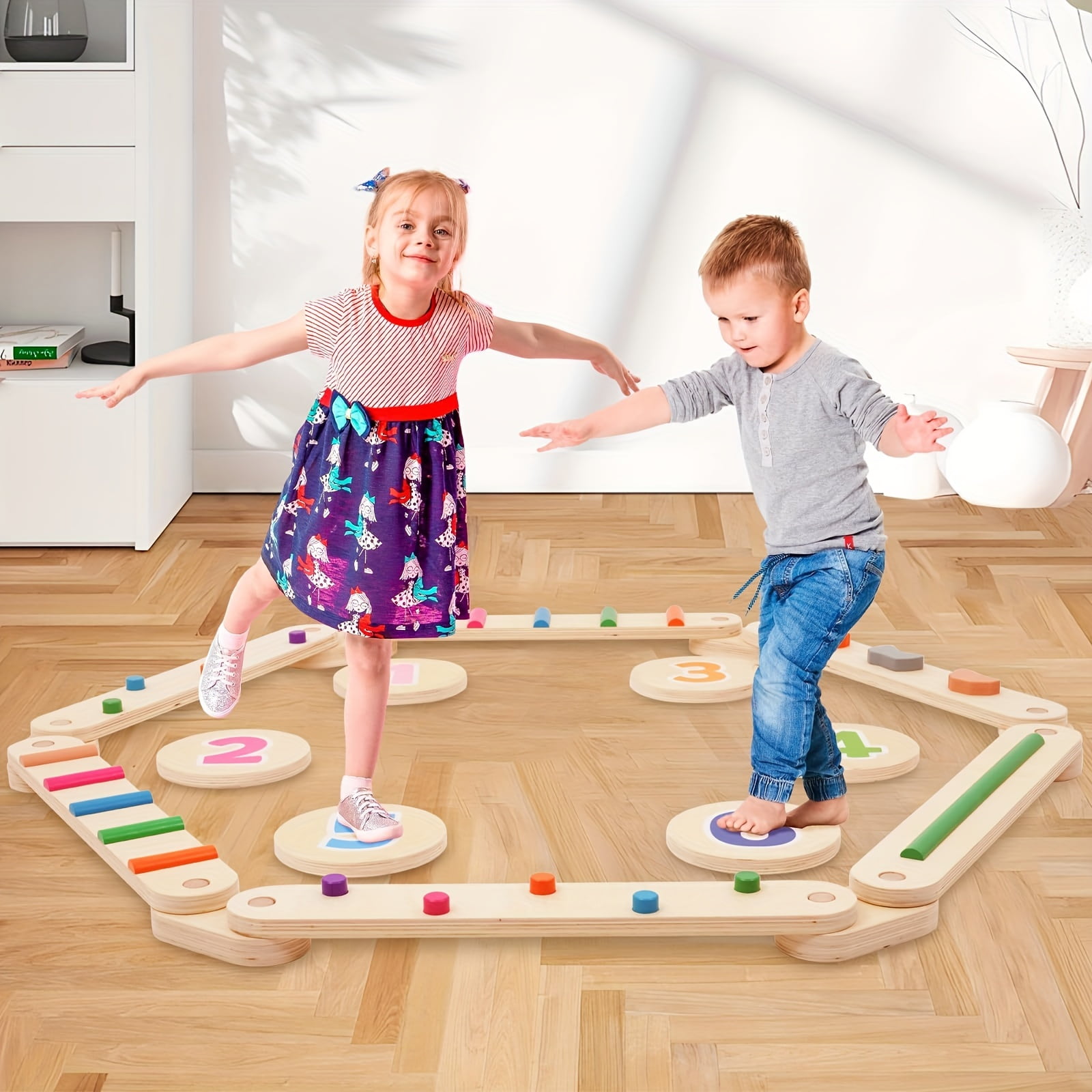 Wooden Balance Beam For Kids 3-5 Toddler Montessori Balance Beam Indoor ...