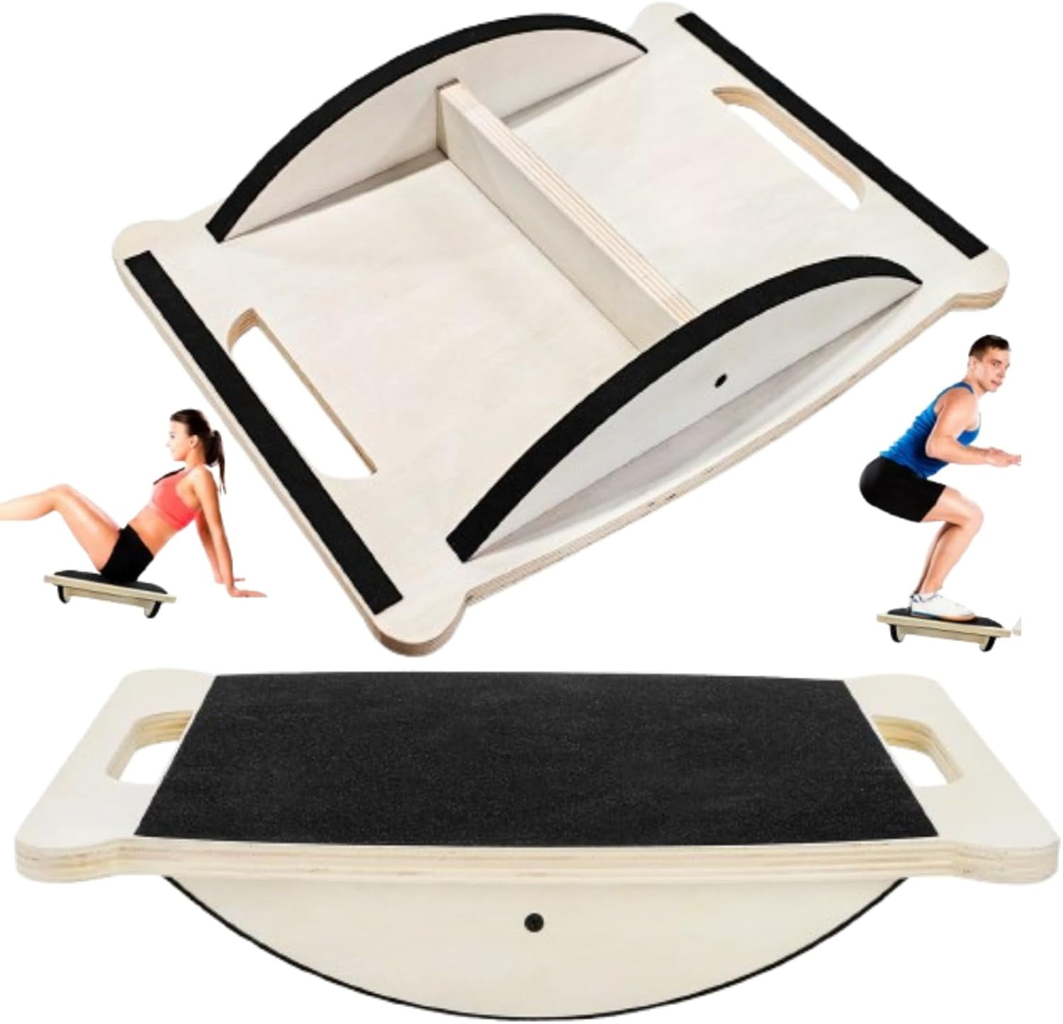 Wooden Balance Board, 350LBS Wobble Board with Handle for Adults, Anti ...