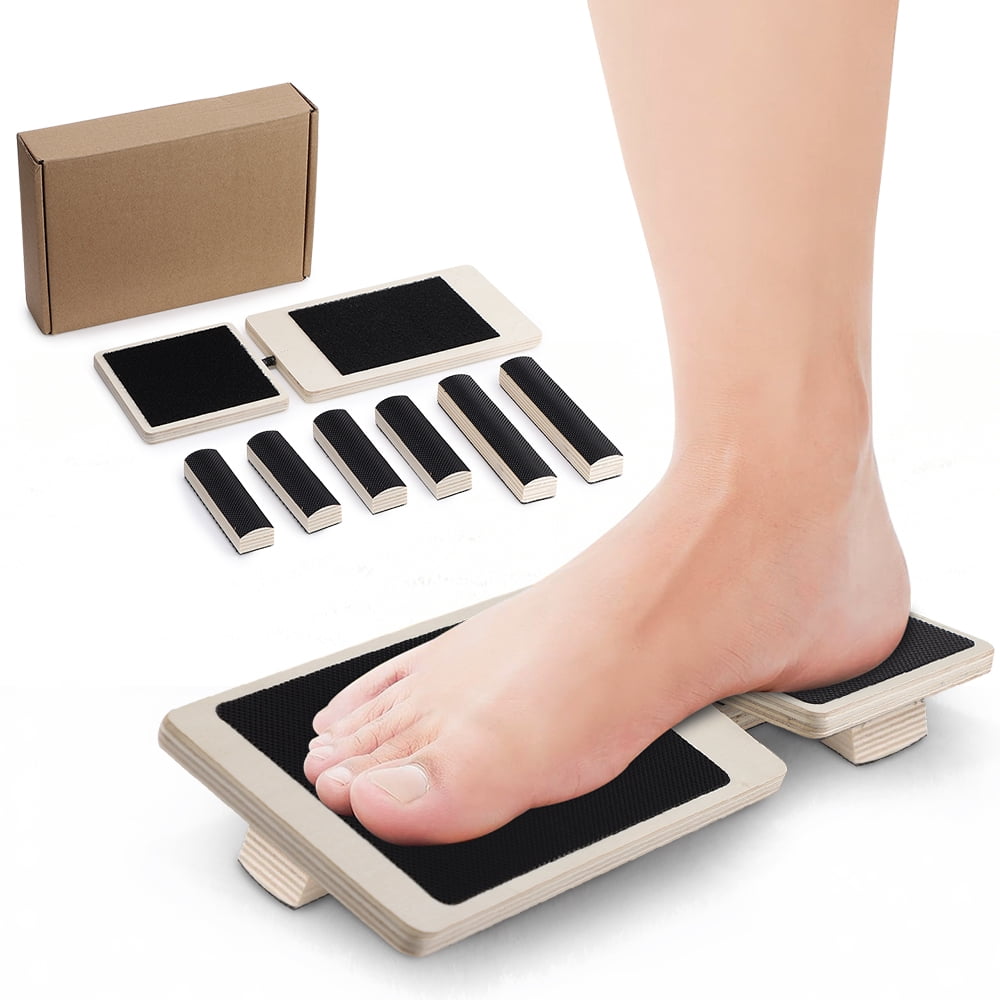 Wooden Balance Board, Ankle Strength Trainer with 6 Replaceable Rods ...