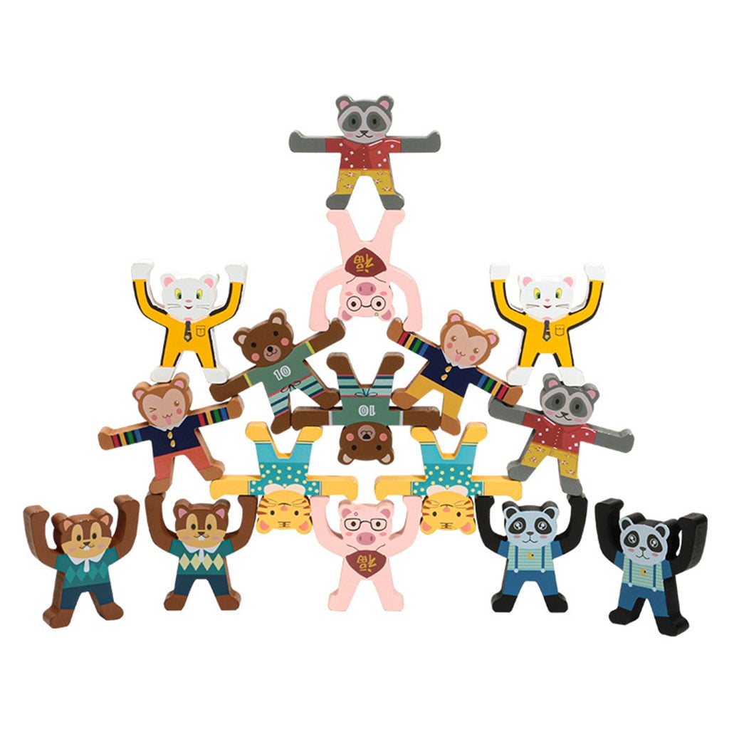 Wooden Balancing Blocks Playset An1ma1Building Blocks for Preschool ...