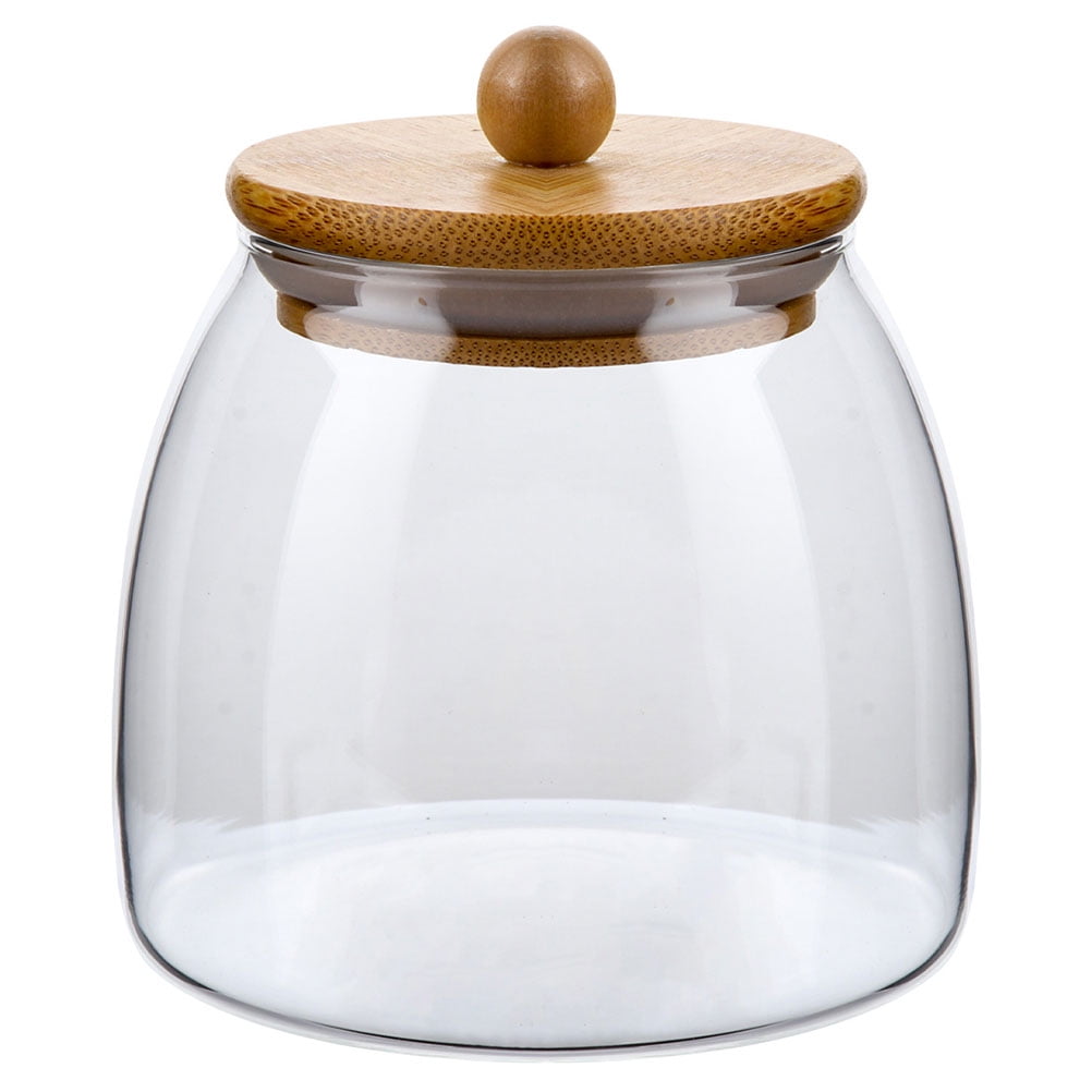 Wooden Ball Lid Glass Jar Wedding Candy Condiment Storage Cans with ...