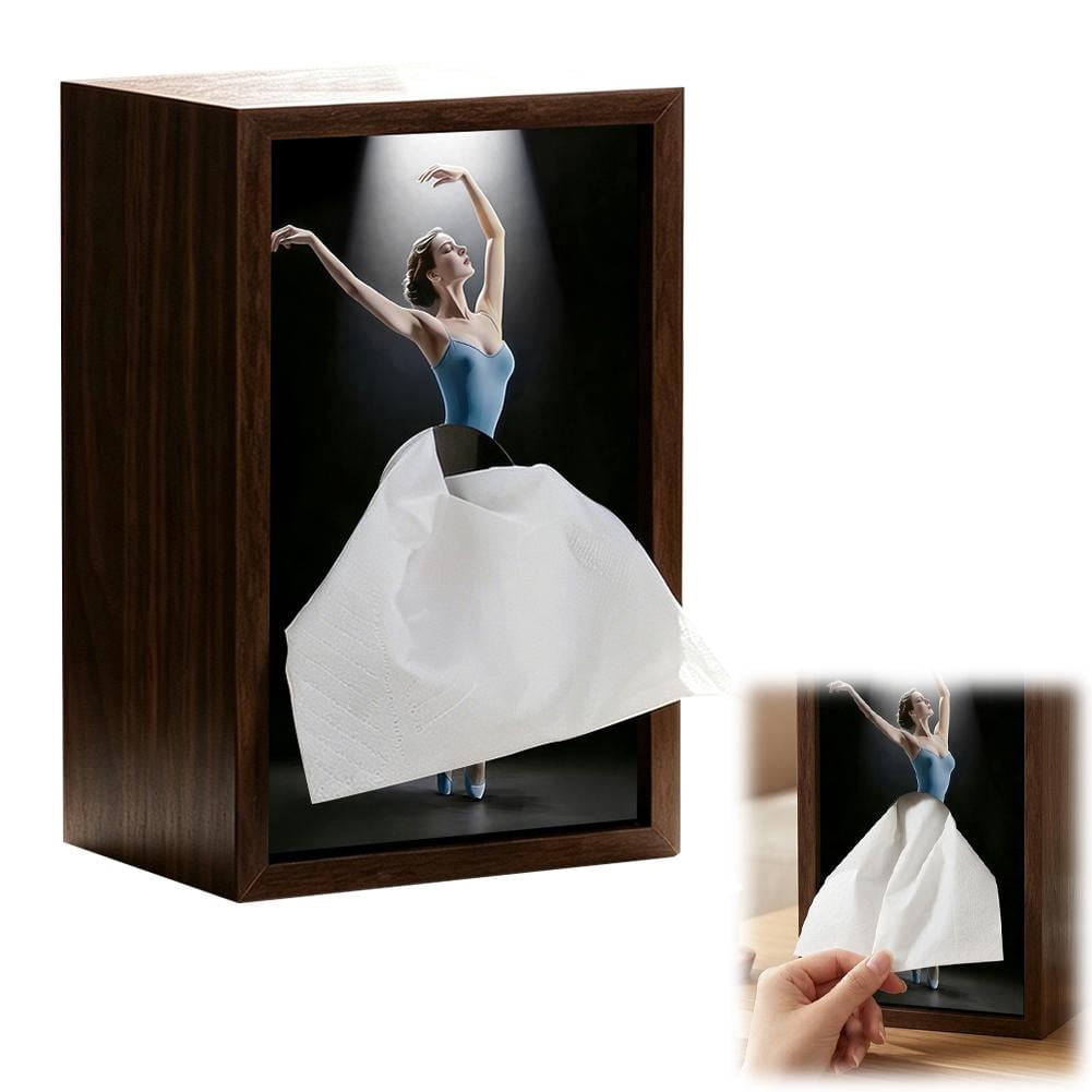 Wooden Ballerina Tissue Box Cover, 3D Ballet Dancer Decorative Tissue ...