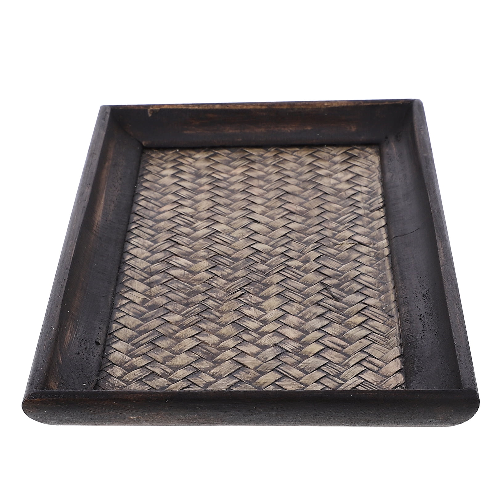 Wooden Bamboo Woven Tray Home Retro Insulated Tableware Placemat Cup ...