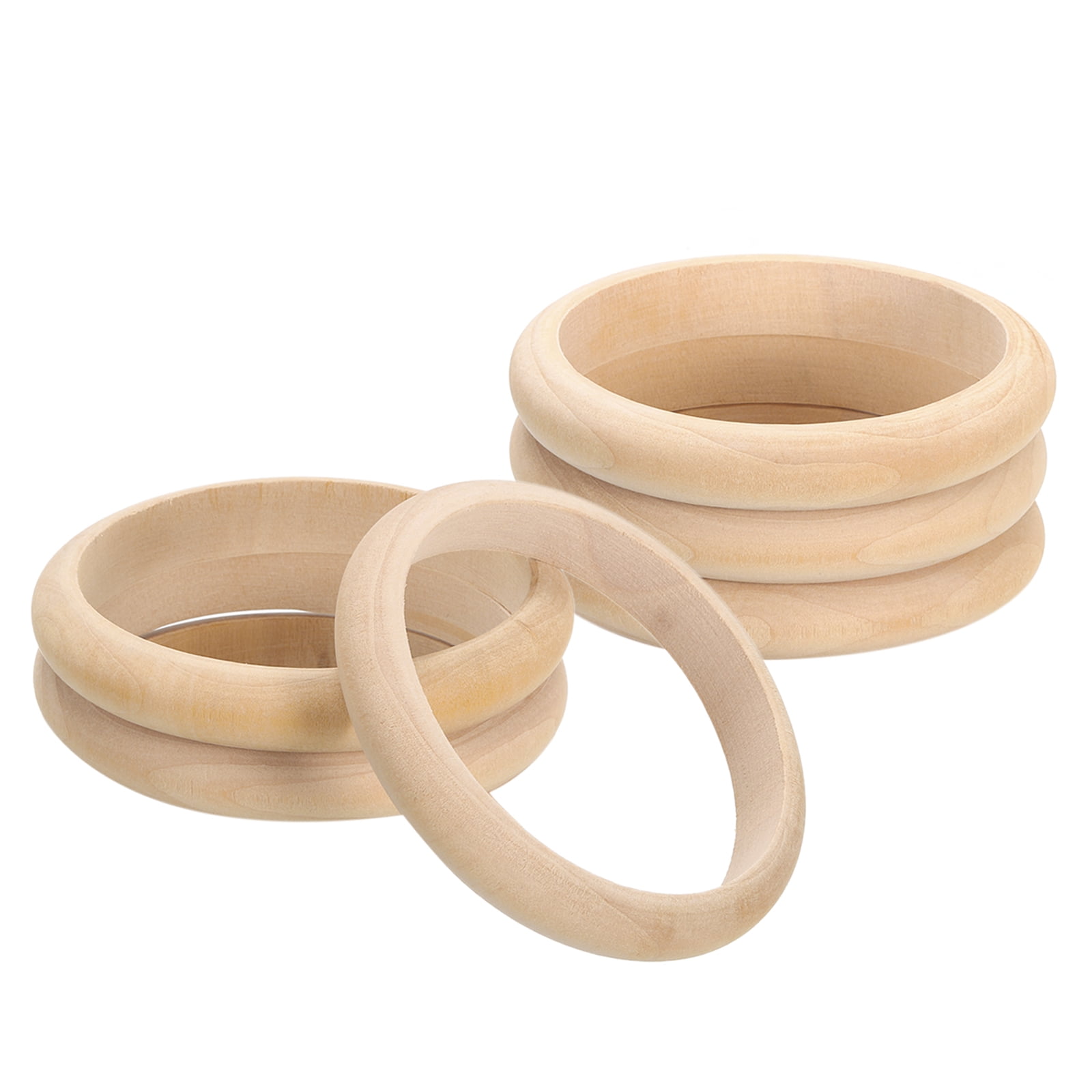 Wooden Bangle Bracelet, 6 Pack 80mm - Log Retro Macrame Rings ...