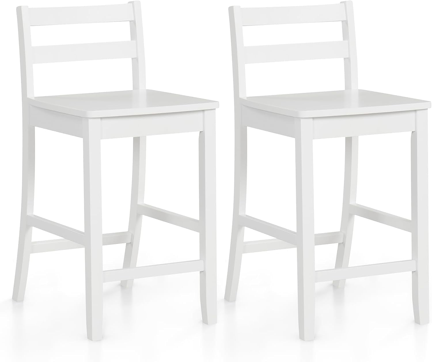 Wooden Bar Stools Set of 2, 24-Inch Counter Height Stools with ...