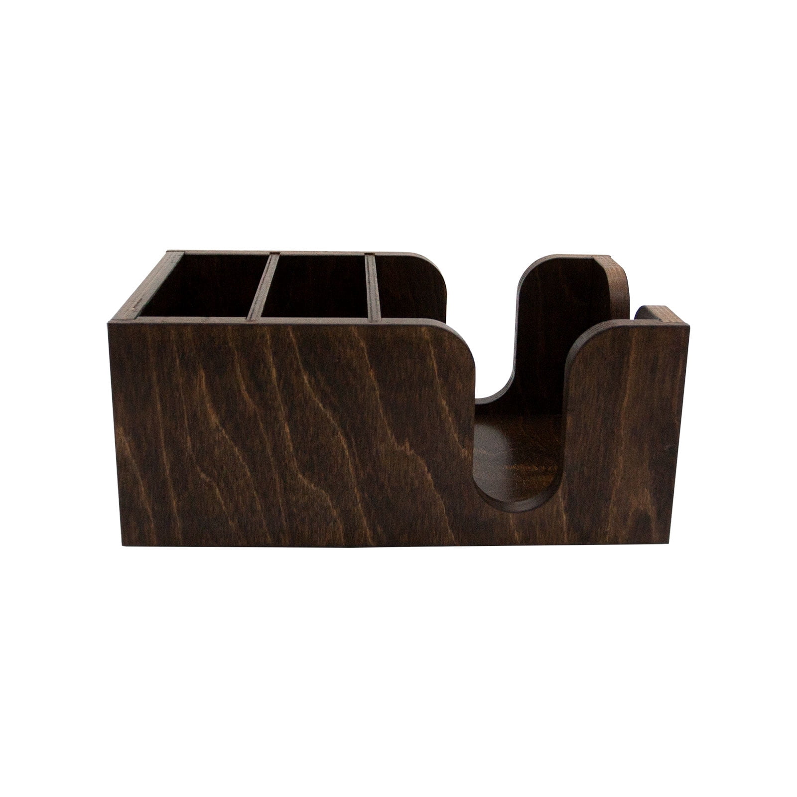 Wooden Bar Top Napkin Caddy, Dark Stain Finish, Napkin Holder, Straw ...