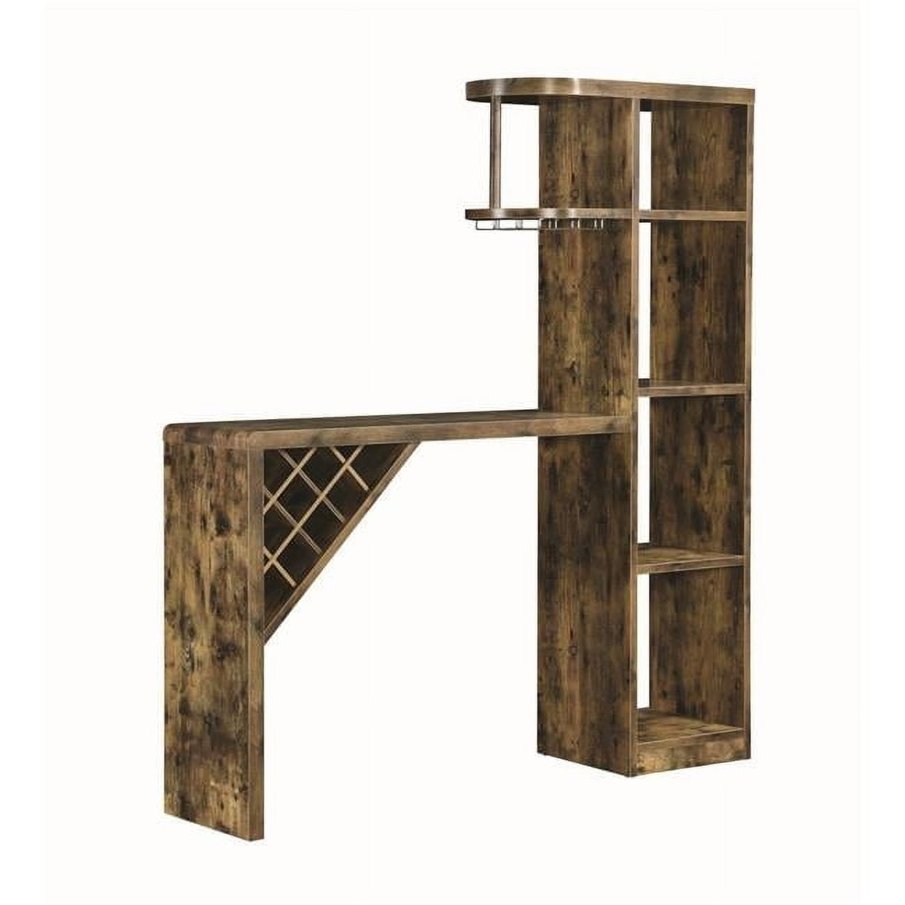 Wooden Bar Unit with Open Compartments & Diagonal Wine Section, Brown ...