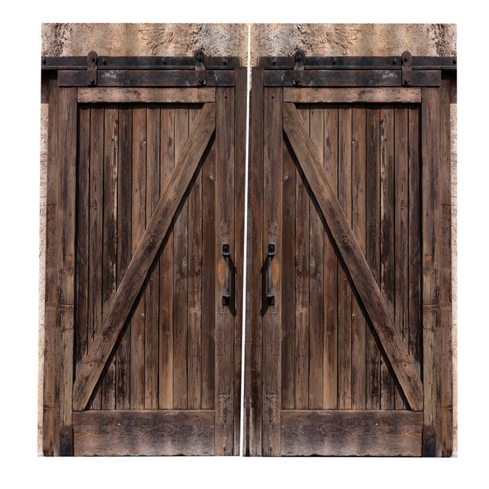 Wooden Barn Door Curtains for Living Room Decoration Rod Pocket Wood ...