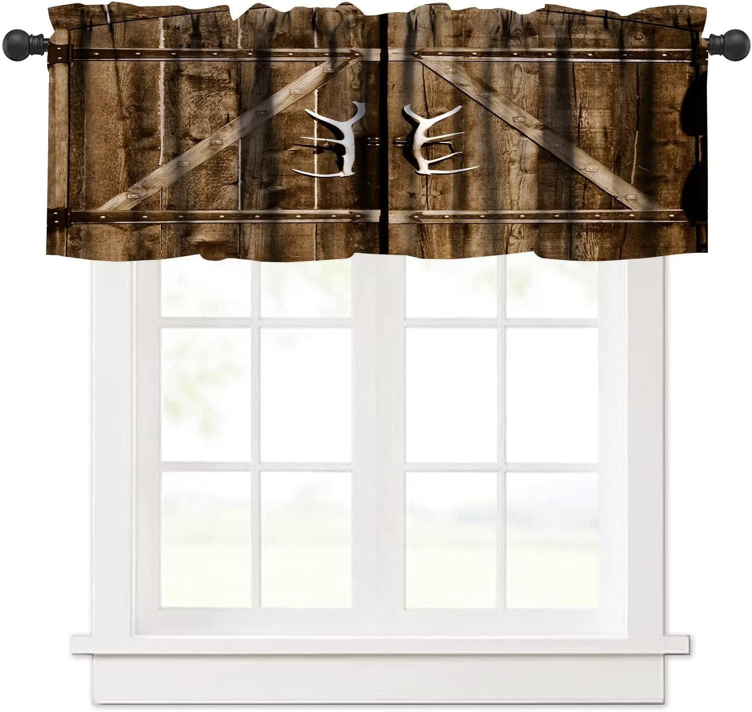 Wooden Barn Door Valance Curtain Farmhouse Rustic Garage Gate Vintage ...