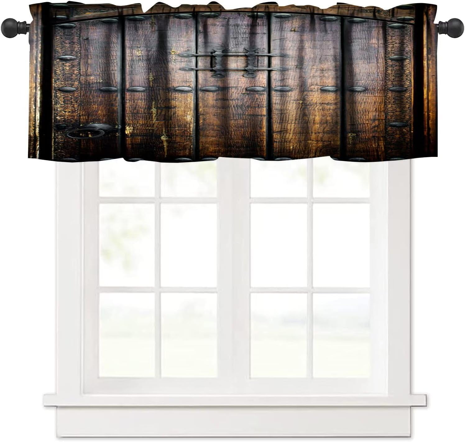 Wooden Barn Doors Valance Curtain Rustic Country Retro Woods Western ...