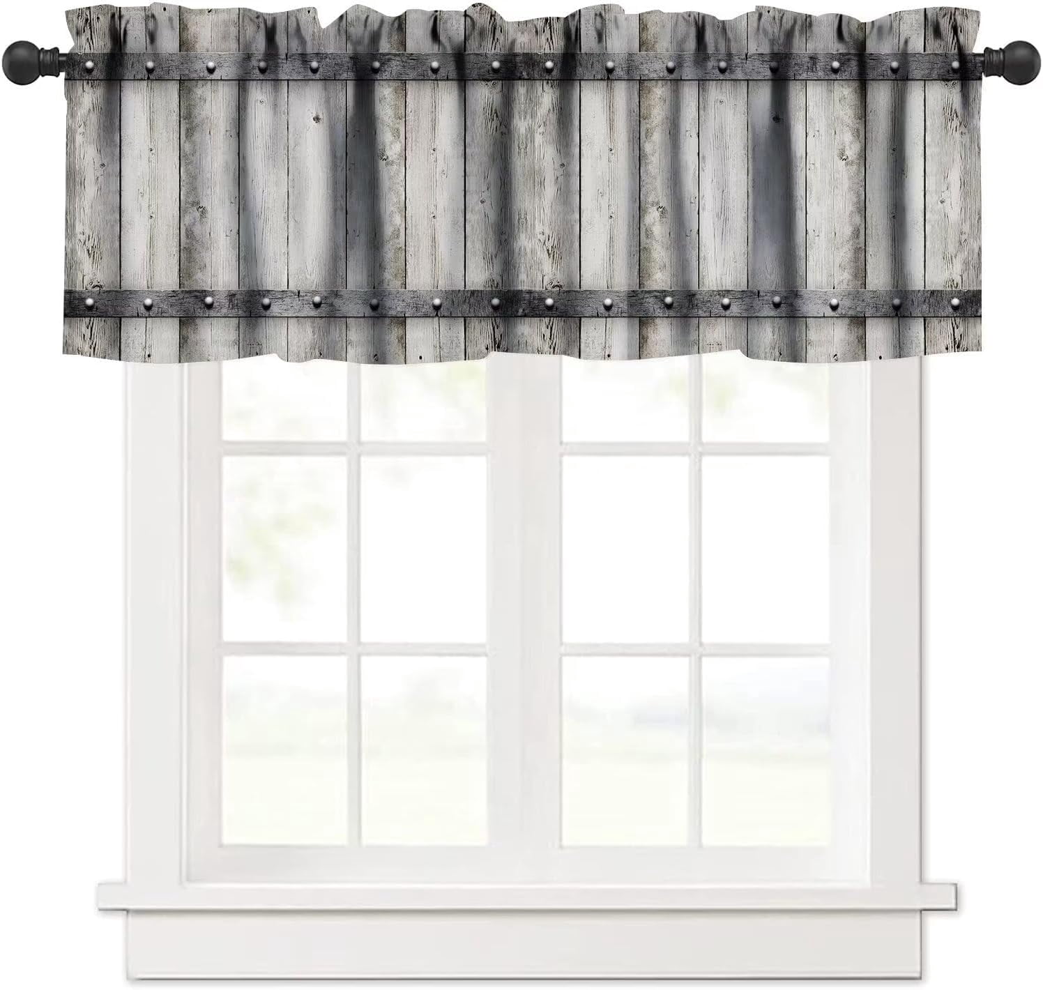 Wooden Barn Doors Valance Curtain Wood Rustic Farm Farmhouse Country ...
