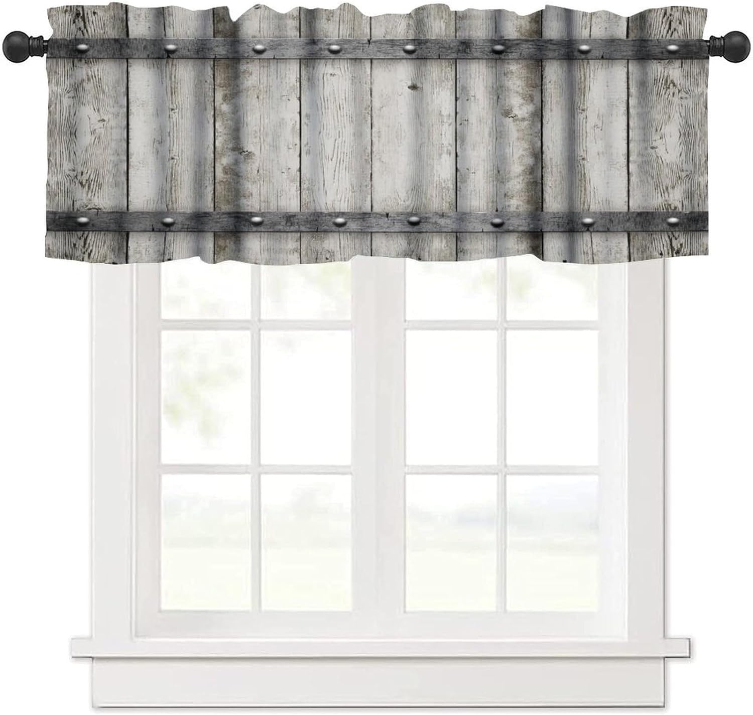 Wooden Barn Doors Valance Curtain Wood Rustic Farm Farmhouse Country ...