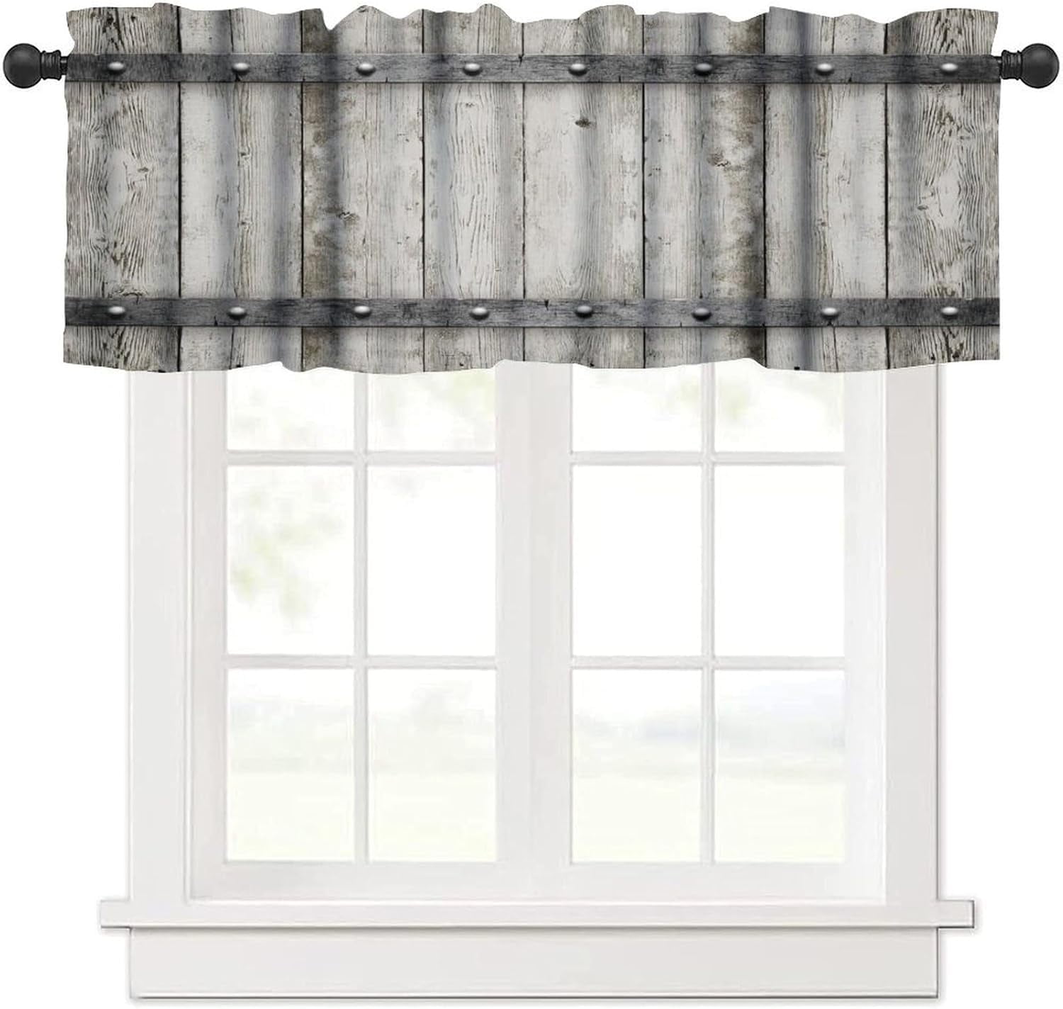 Wooden Barn Doors Valance Curtain Wood Rustic Farm Farmhouse Country ...