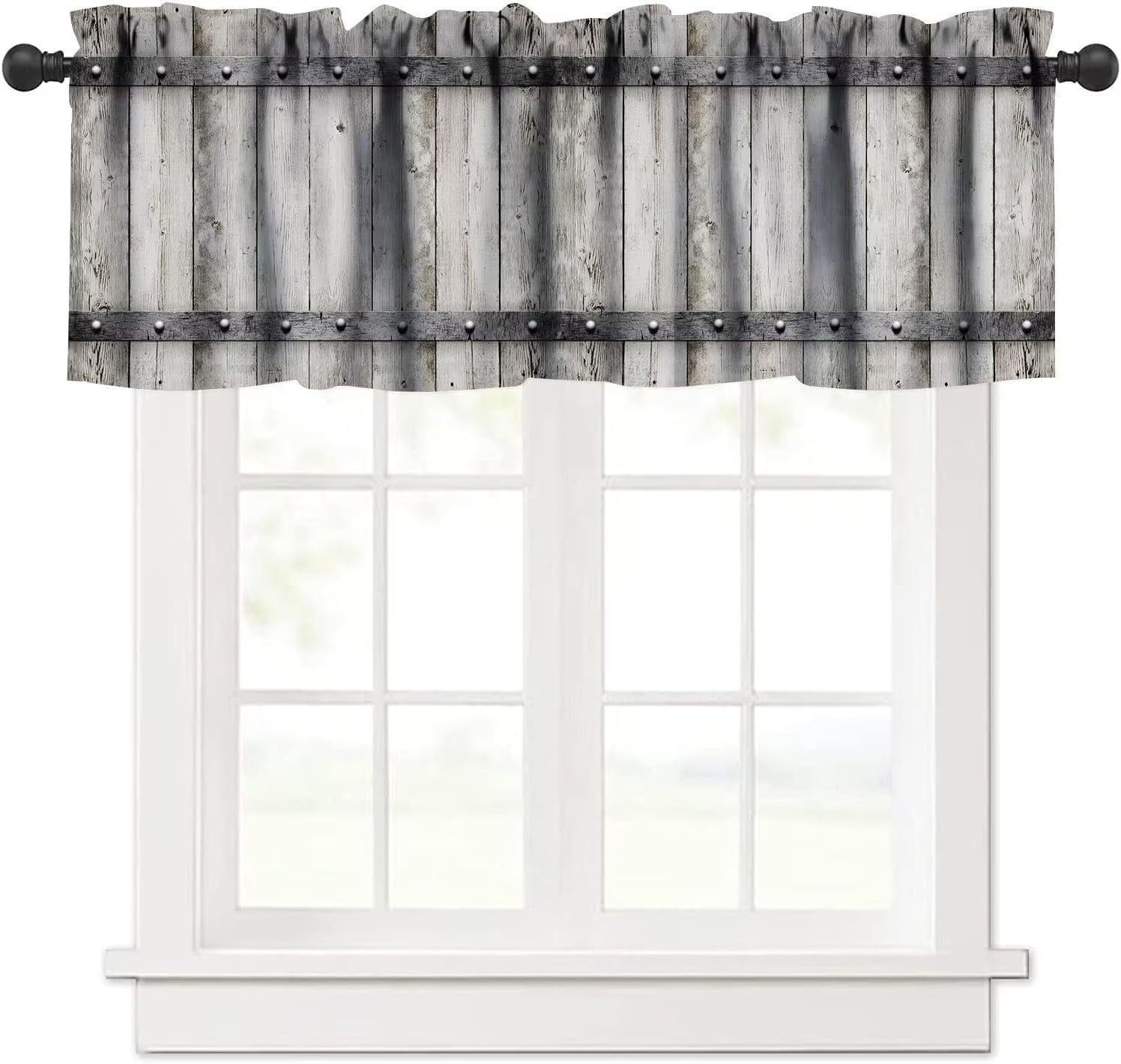 Wooden Barn Doors Valance Curtain Wood Rustic Farm Farmhouse Country Retro Metal Texture Western ...