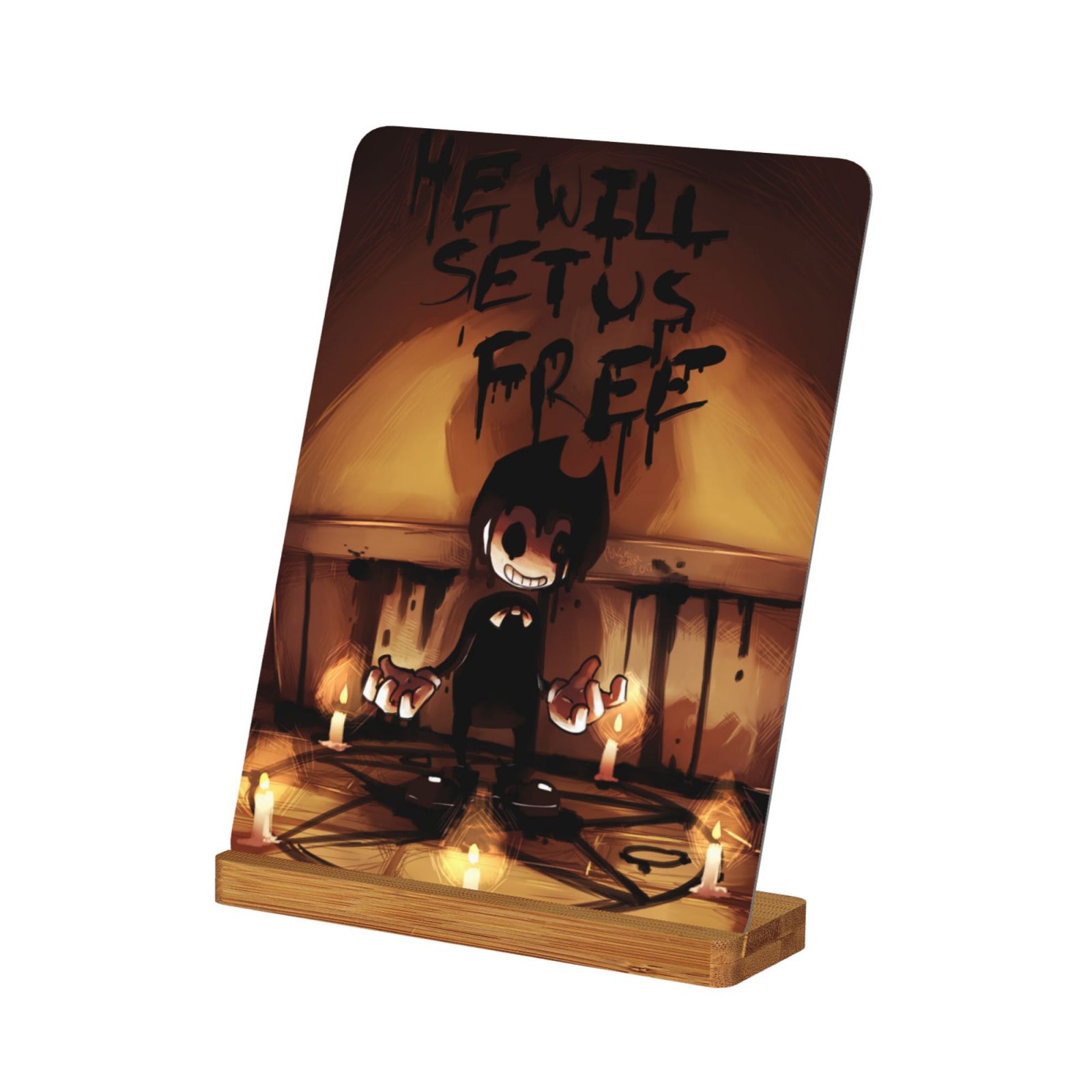 Wooden Base Photo Frame Bendy And The Ink Machine Metal Picture Frame ...