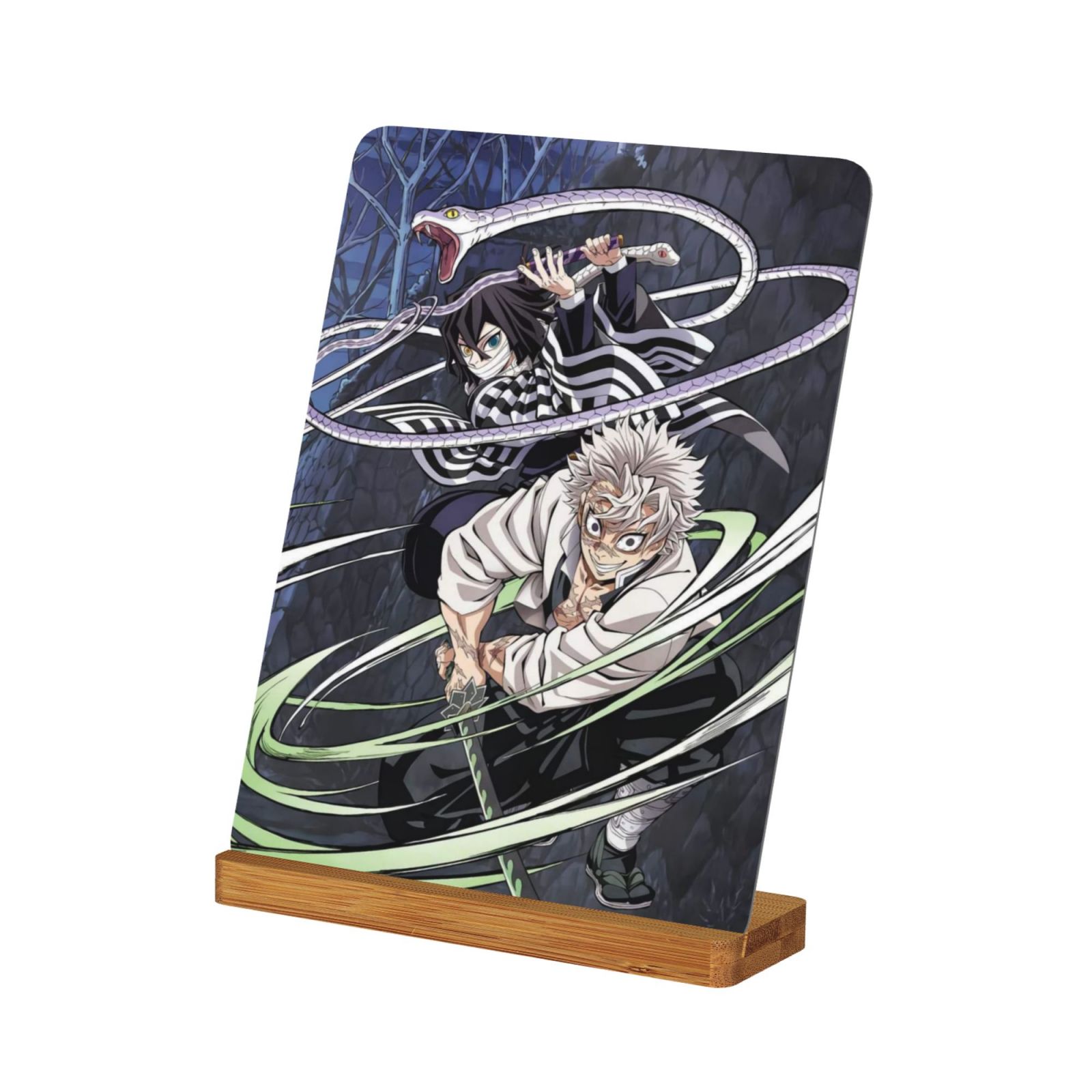 Wooden Base Photo Frame Demon Slayer Iguro Obanai Metal Picture Frame ...
