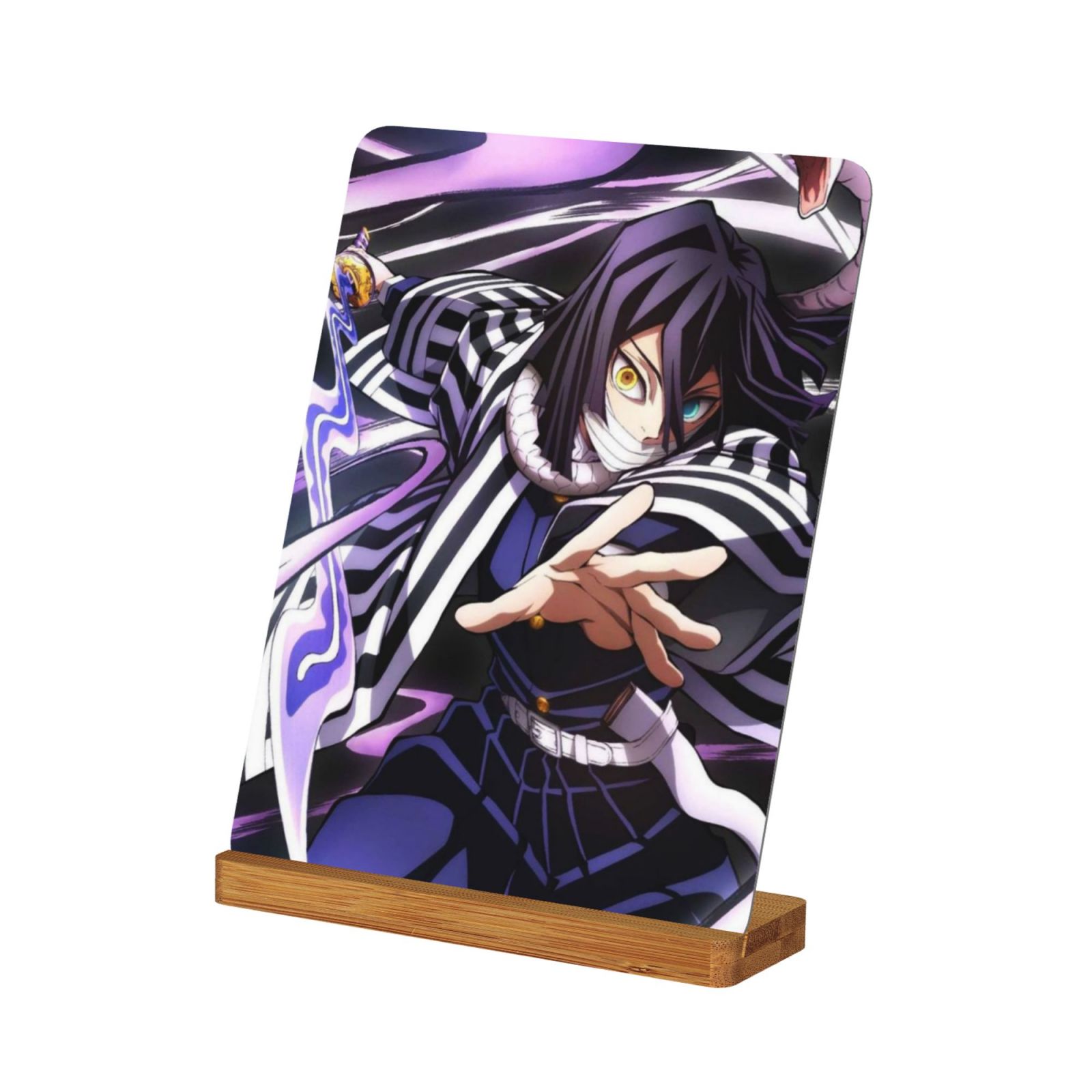 Wooden Base Photo Frame Demon Slayer Iguro Obanai Metal Picture Frame ...