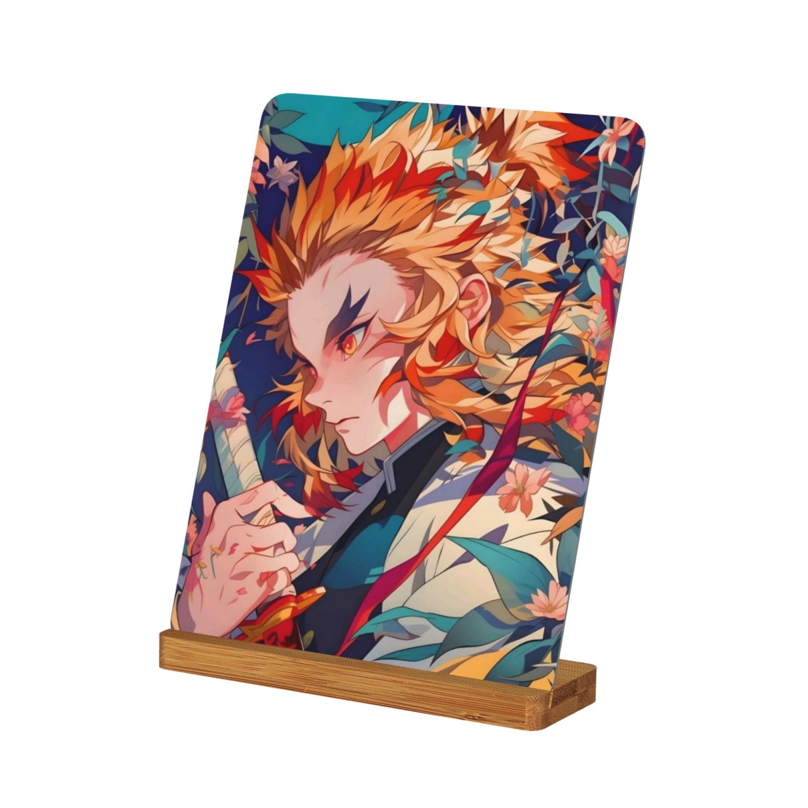 Wooden Base Photo Frame Demon Slayer Rengoku Kyojuro Metal Picture ...