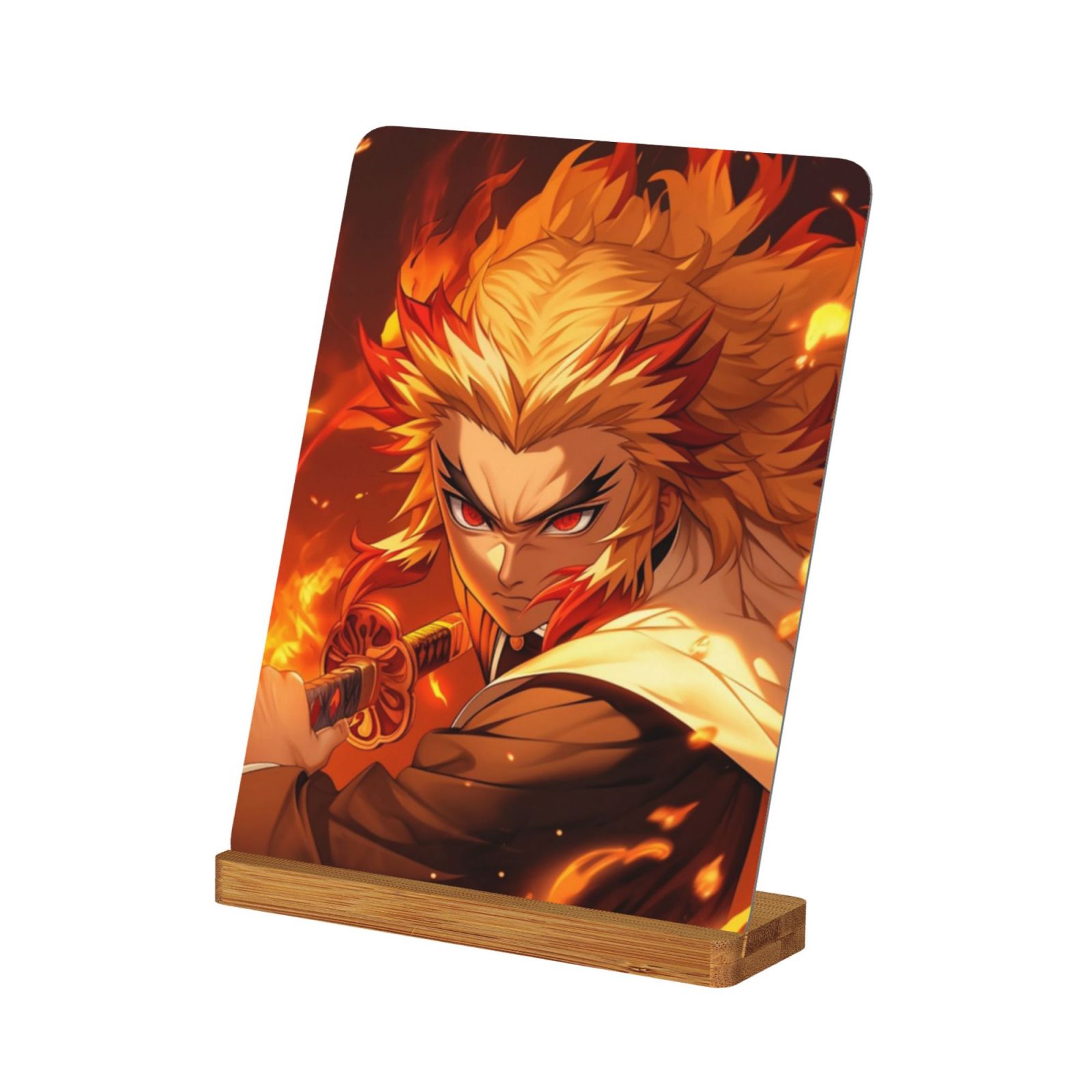 Wooden Base Photo Frame Demon Slayer Rengoku Kyojuro Metal Picture ...