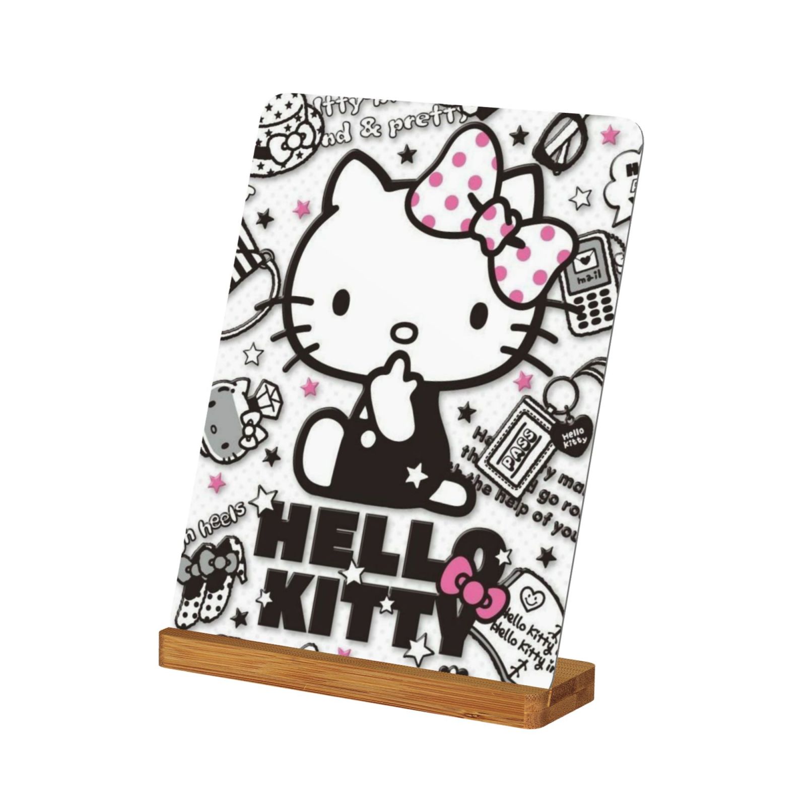 Wooden Base Photo Frame Hello Kitty Metal Picture Frame for Tabletop ...