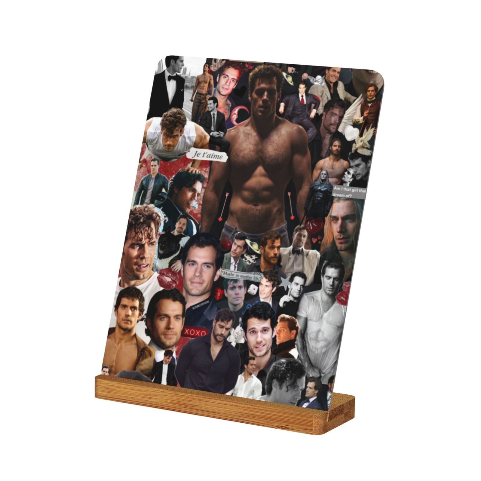 Wooden Base Photo Frame Henry Cavill Metal Picture Frame for Tabletop ...