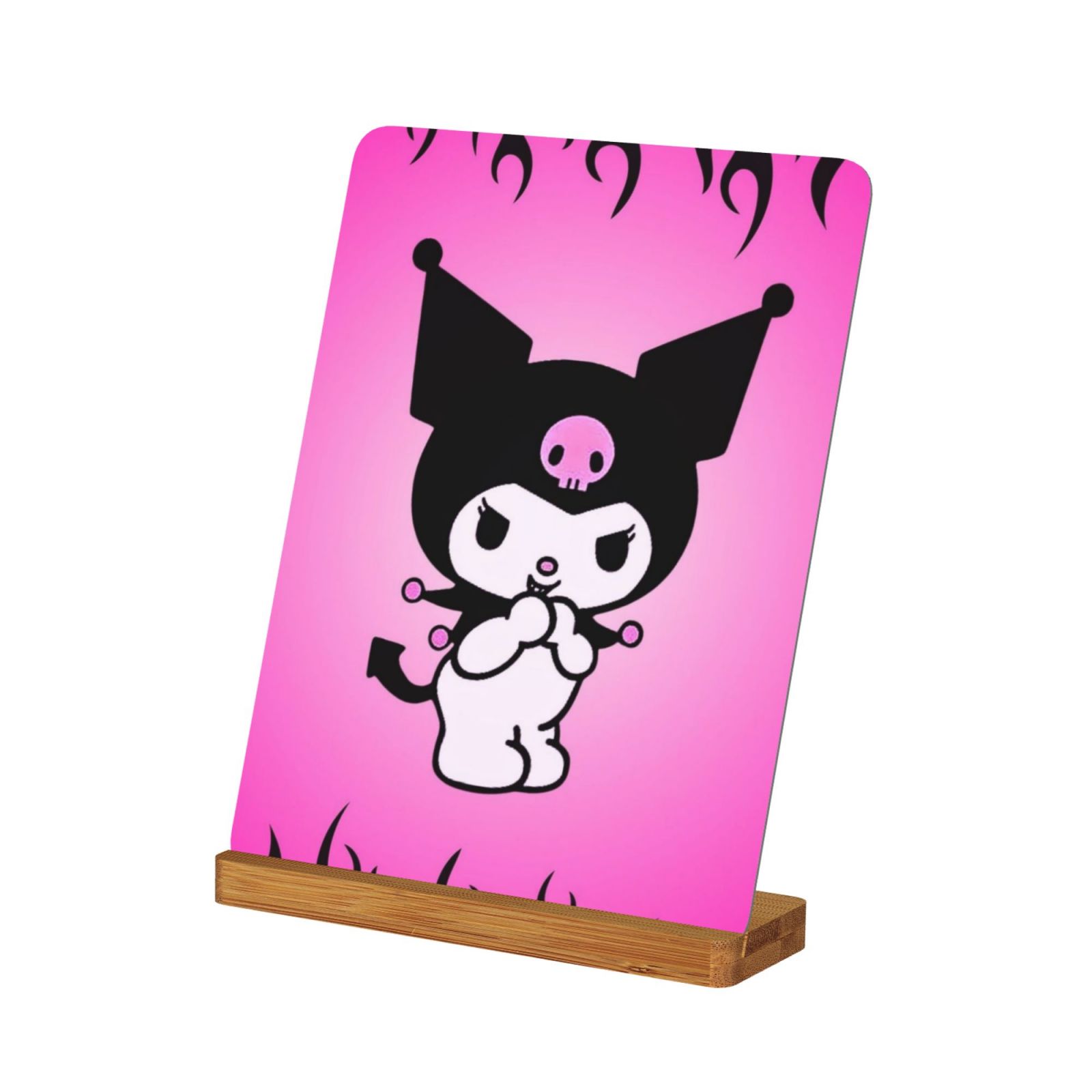 Wooden Base Photo Frame Kuromi Metal Picture Frame for Tabletop Desktop ...