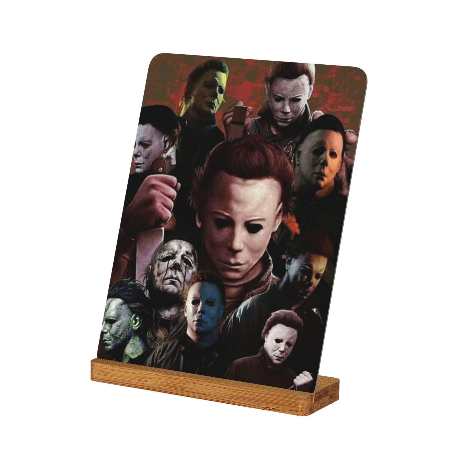 Wooden Base Photo Frame Michael Myers Metal Picture Frame for Tabletop ...