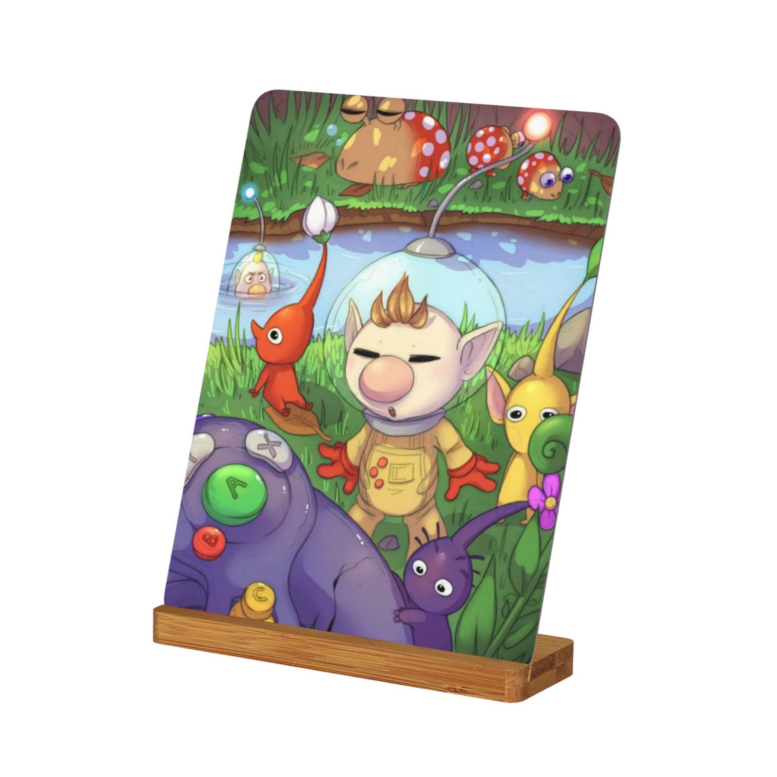 Wooden Base Photo Frame Pikmin Metal Picture Frame for Tabletop Desktop ...