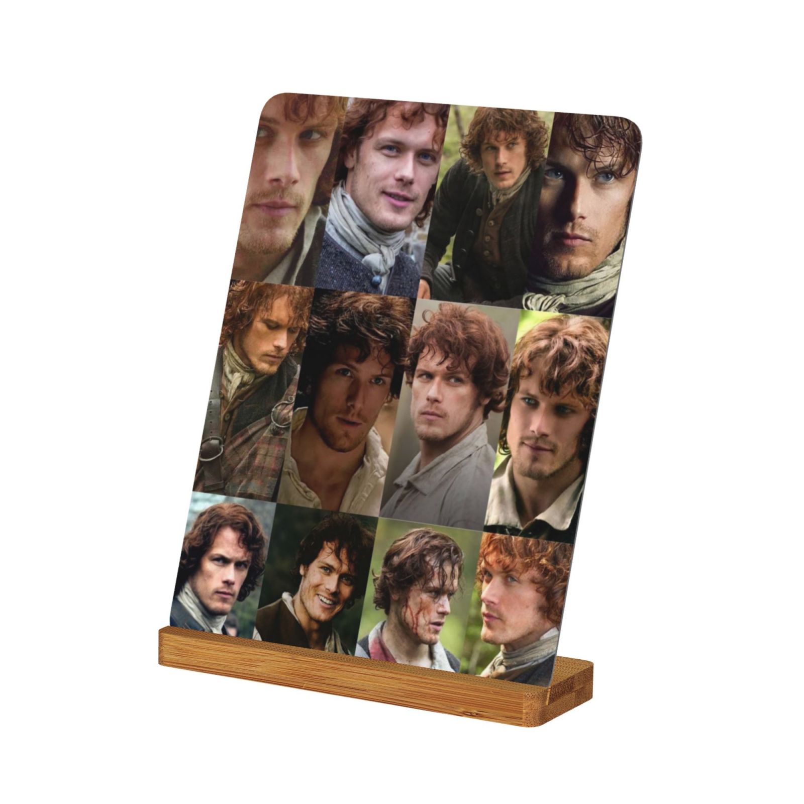 Wooden Base Photo Frame Sam Heughan Jamie Fraser Metal Picture Frame for Tabletop Desktop ...