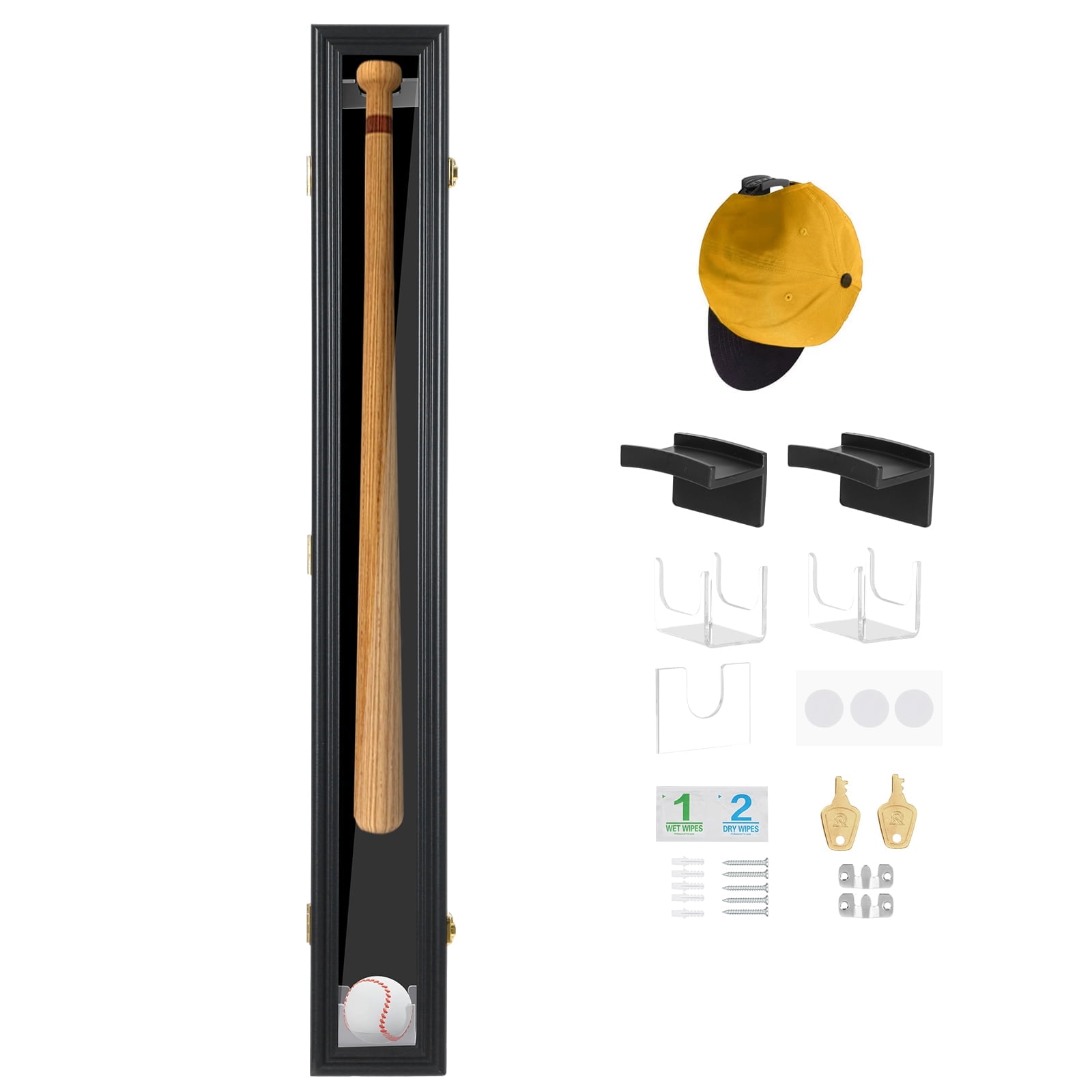 Wooden Baseball Bat Display Case with 98% UV Protection Acrylic & 2 ...