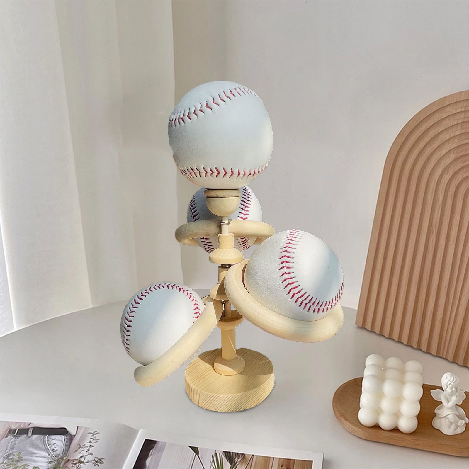 Wooden Baseball Display Stand Organizer | Holds 4 Baseballs | Removable ...