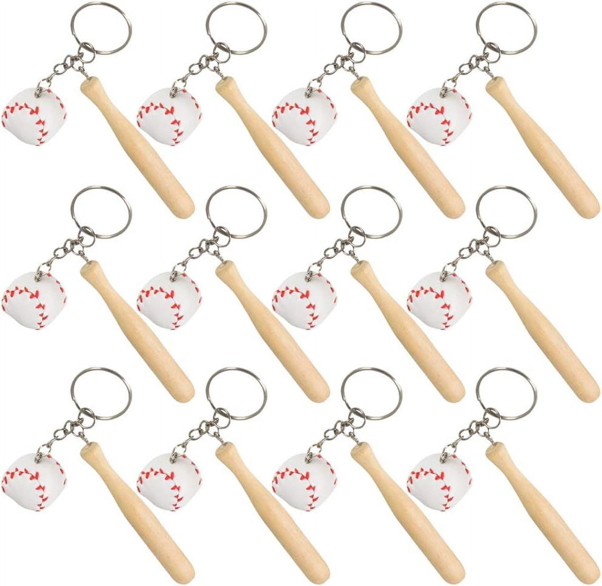 Wooden Bat & Miniature Ball Keychains, 3-Inch Bat, 0.75-Inch Ball, Set ...