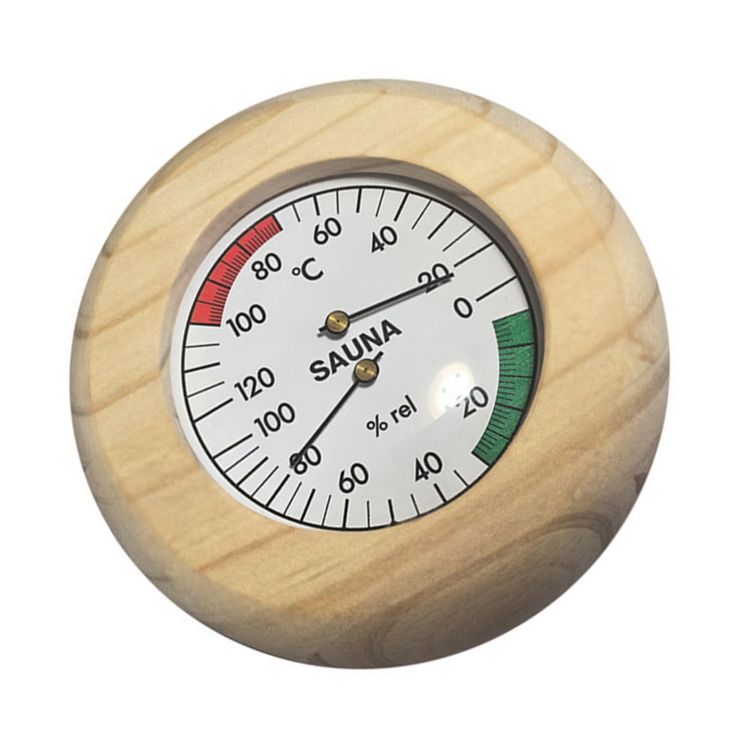 Wooden Bathroom Thermometers Hygrometer With Color Reference Zone Glass ...