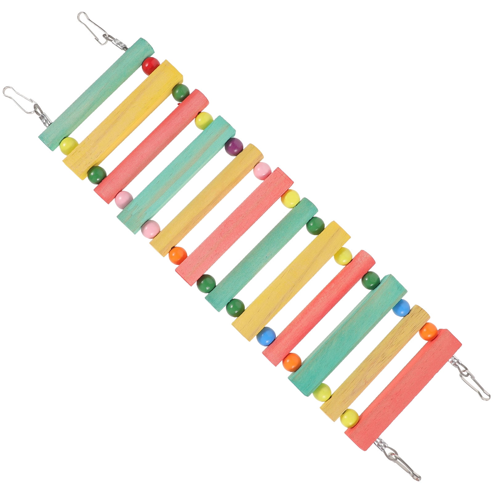 Wooden Bead Ladder Toy Playset Parakeet Training Perch Parrot Swing ...