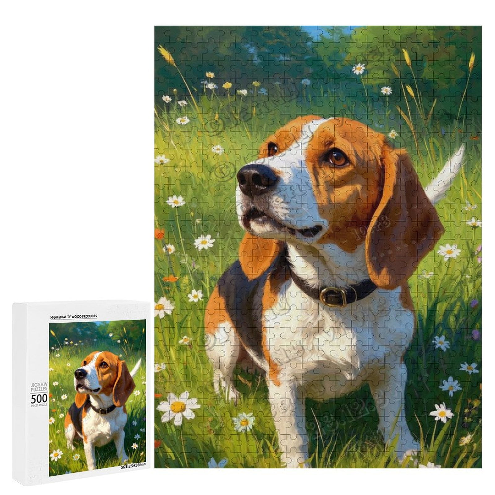 Wooden Beagle Dog Puzzle 500 Pieces for Adults, Perfect for Challenging ...