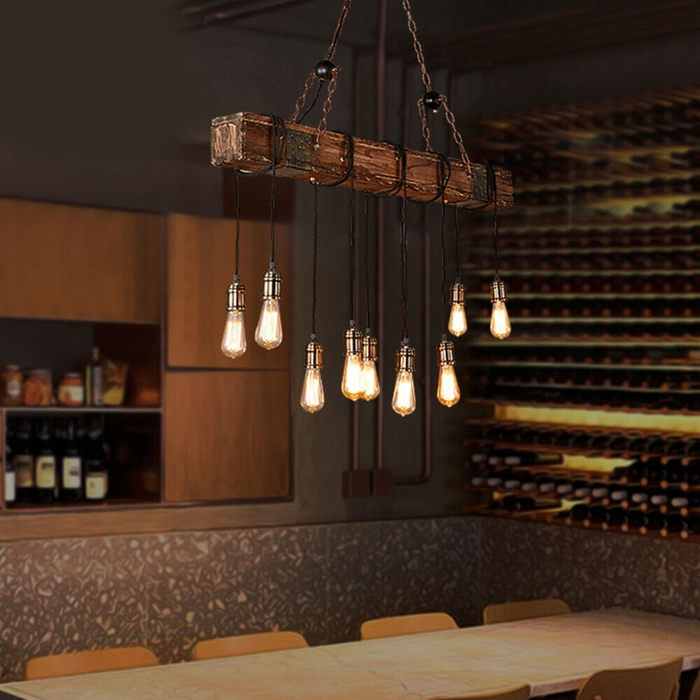 Wooden Beam Light Rustic Farmhouse Chandelier Wooden Pendant Light ...
