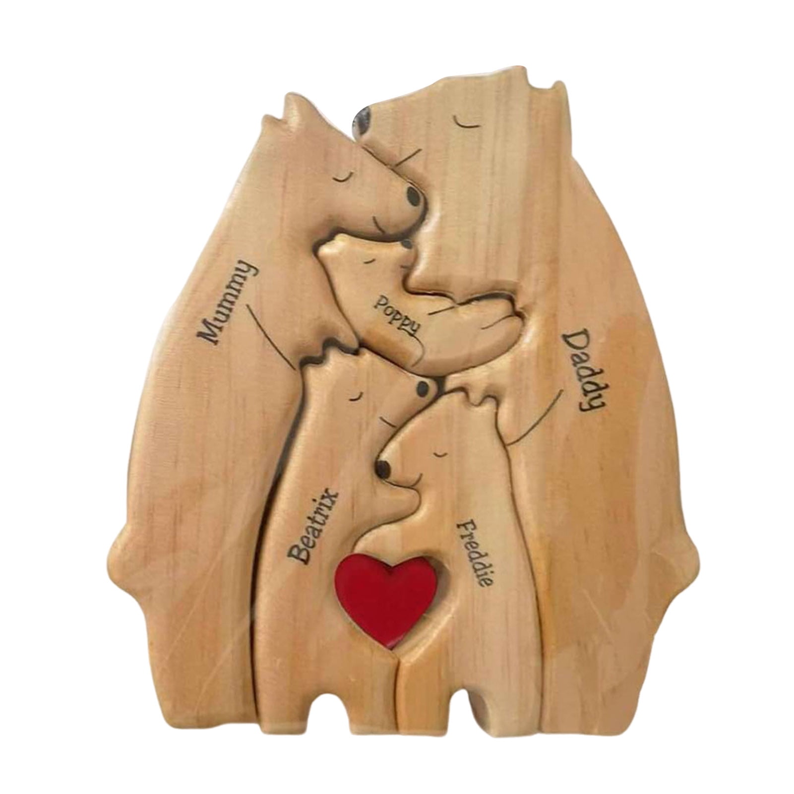 Wooden Bear Family Puzzle Bear Parents And Baby Bear Figurine Hugging ...