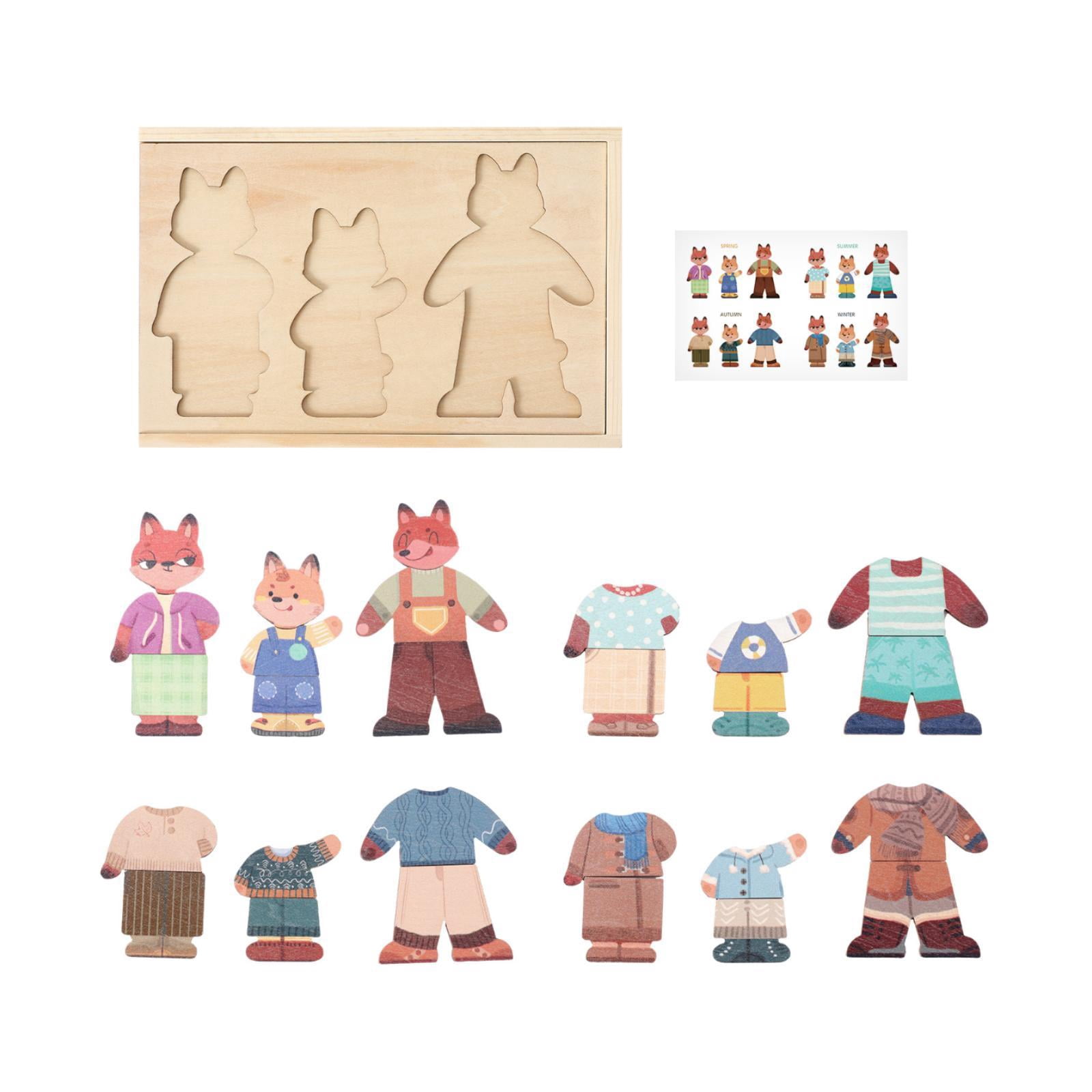 Wooden Bear Puzzle Dress Up Toy Sorting Jigsaw with Mix and Match ...