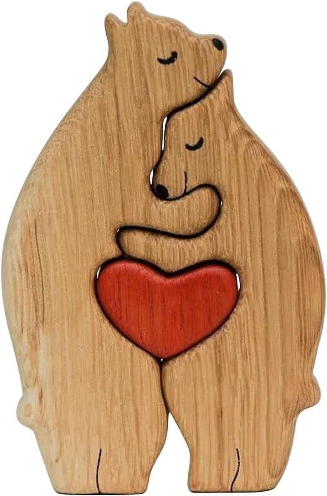 Wooden Bears Family Art Puzzle, Wooden Family Blocks Hand Carved Couple ...