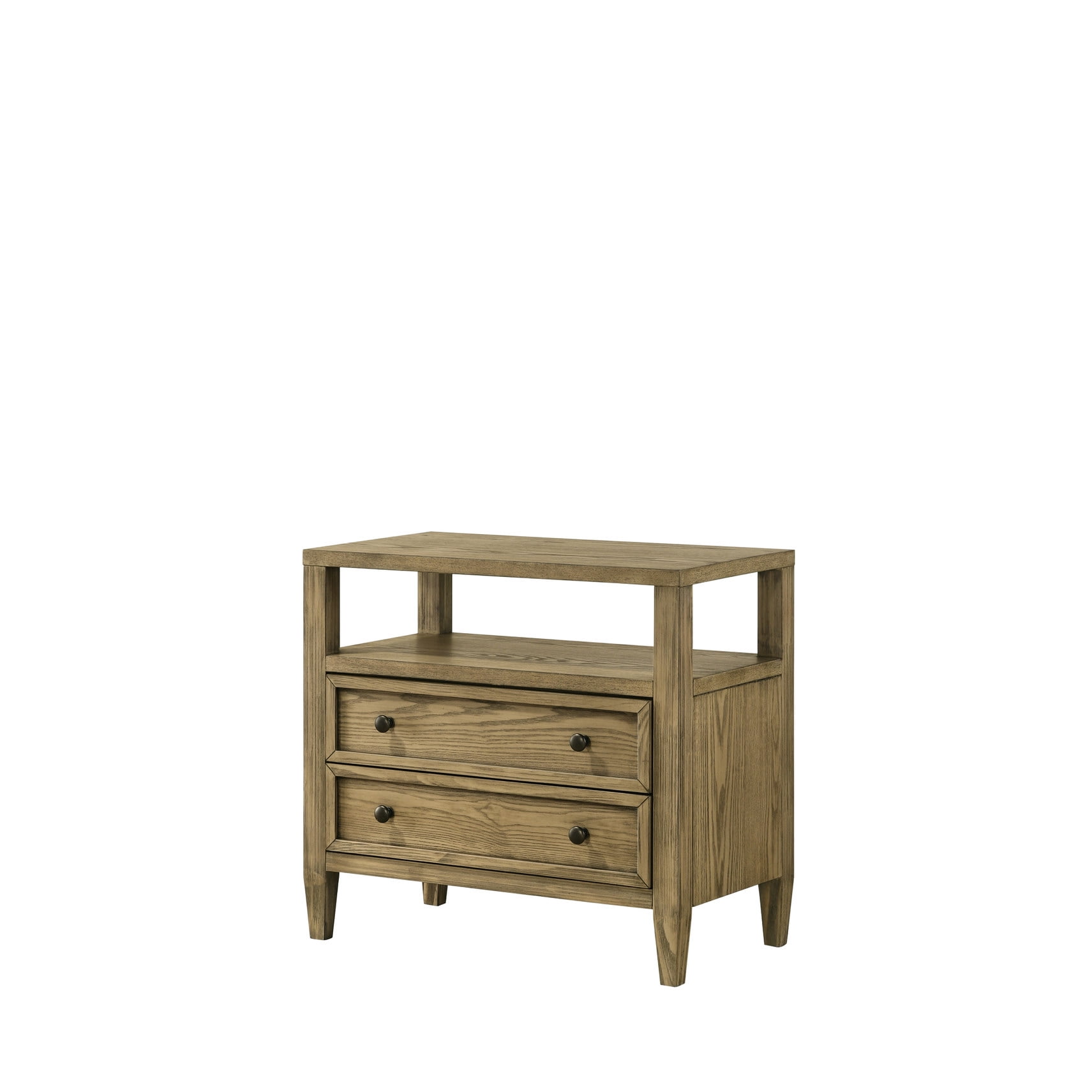 Wooden Bedroom Nightstand | Rustic Style with 2 Drawers and Shelf ...