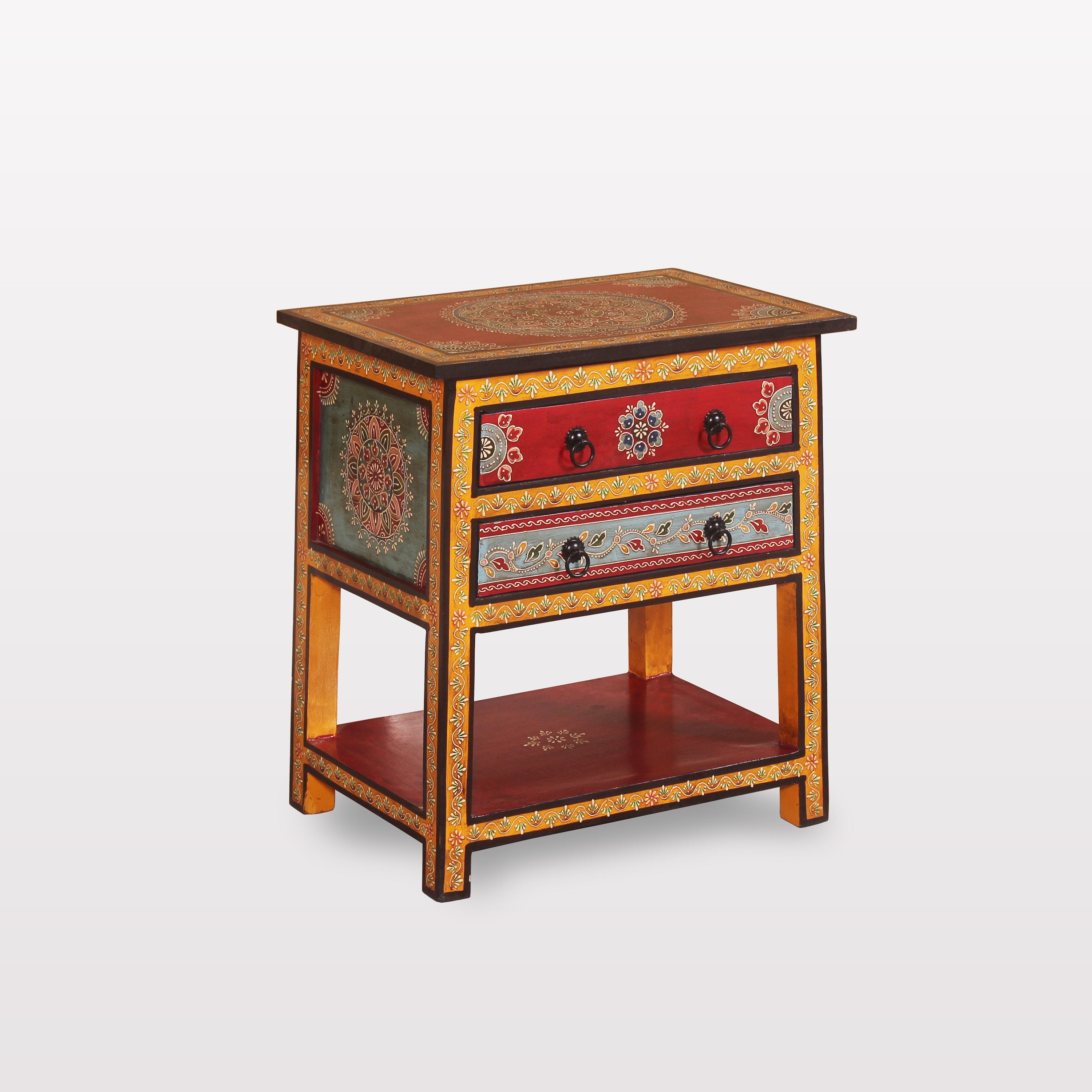 Wooden Bedside Table/ Hand Painted Bedside Table/Painted End Table ...