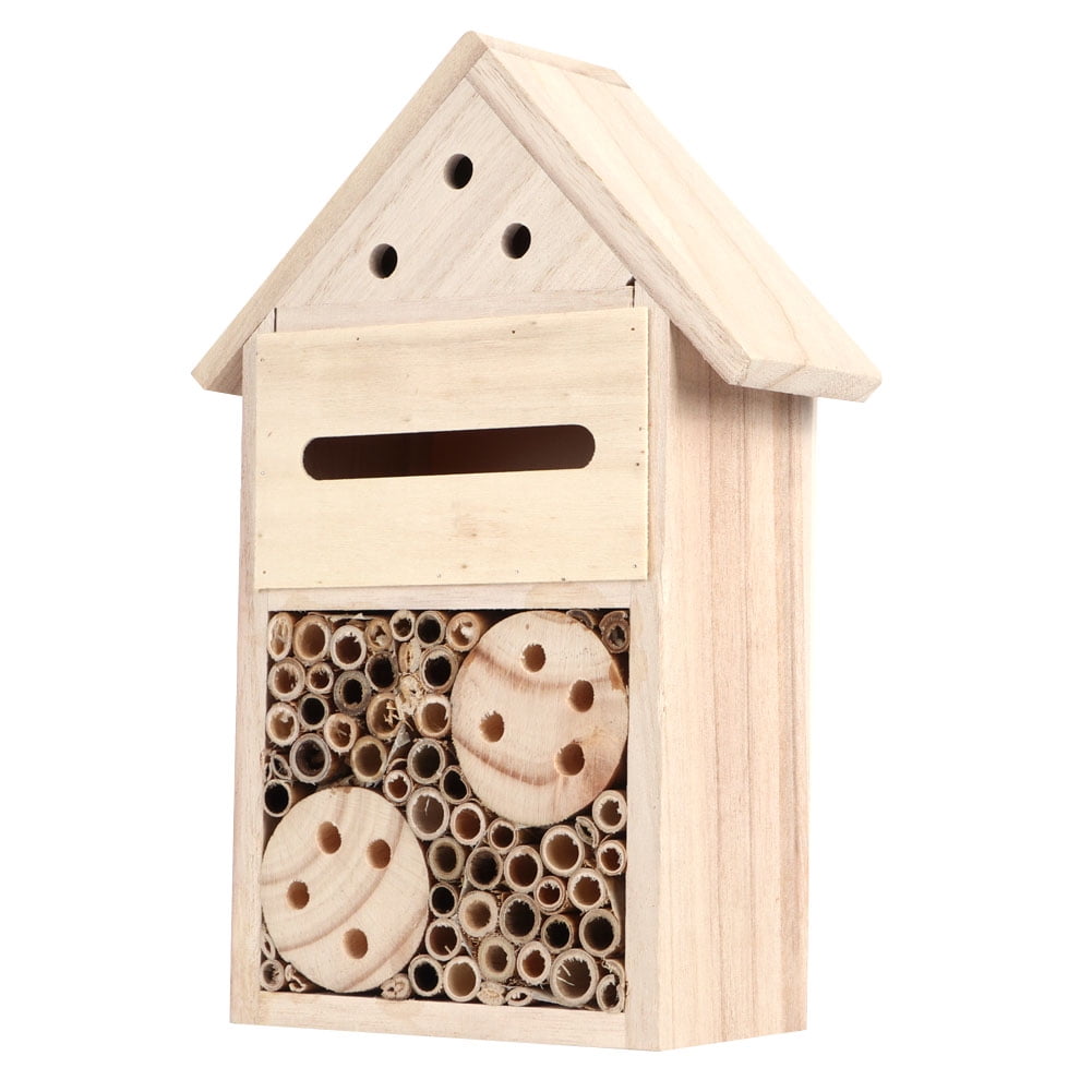 Wooden Bee House,Garden Outdoor Butterfly Bee House Wood Bee Room ...